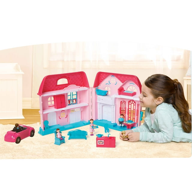Kid Connection Doll House Playset with Vehicle, Garage, Family ...