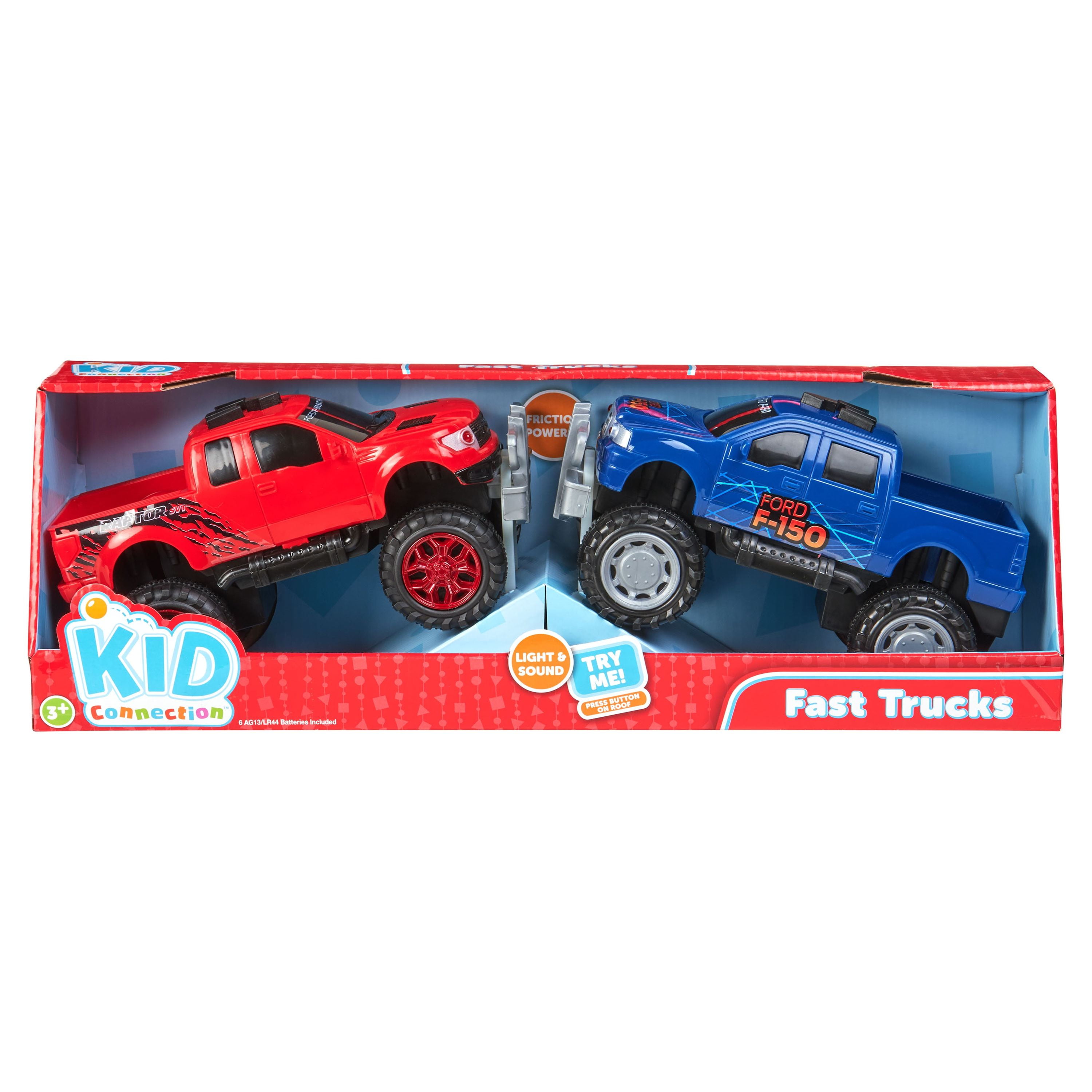 Kid Connection Fast Trucks Play Set, 2 Pack, Friction Powered, Lights ...