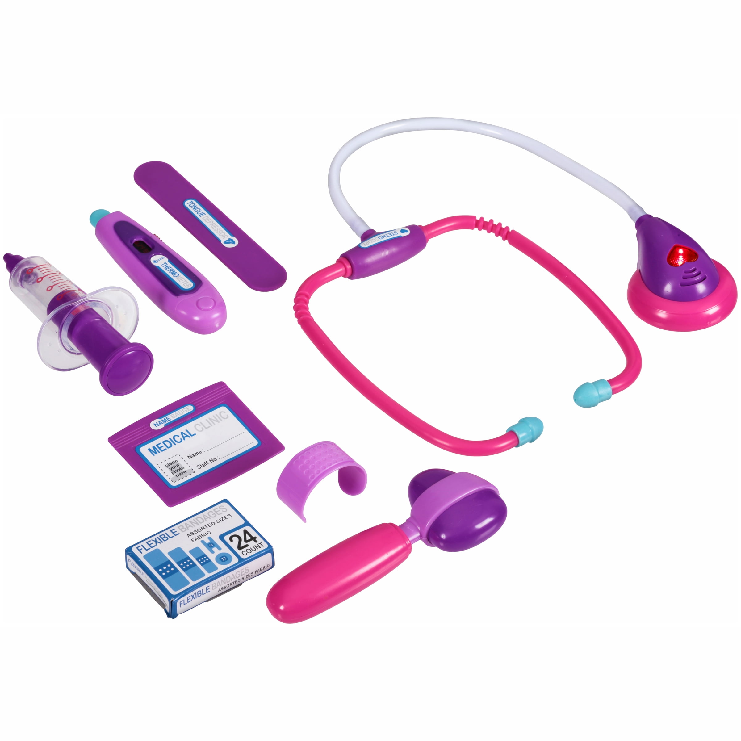 Kid Connection Pink Doctor Playset, 8 Pieces - Pretend Medical Toy ...