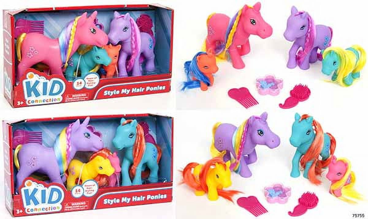 Kid Connection Style My Hair Ponies Playset, Purple Teal, Toy for Girls ...