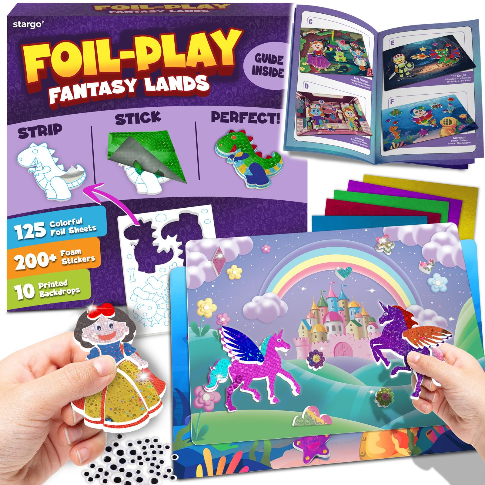 Kid Crafts Foil Art Kit for Kids, 10 Fun Fantasy Lands Creative Arts ...