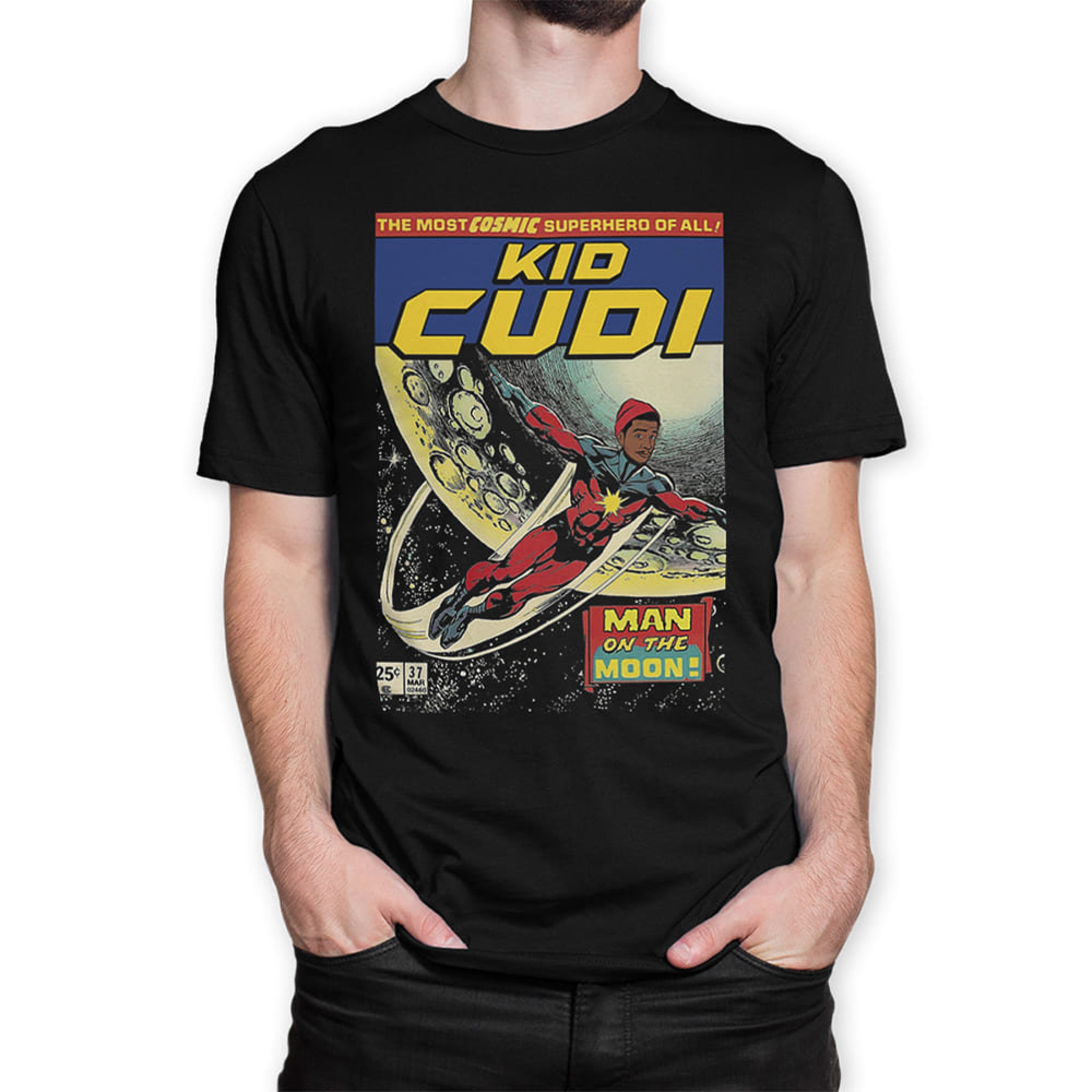 Kid Cudi Comics T-Shirt, Man On The Moon Rap Superhero Tee, Men's and ...