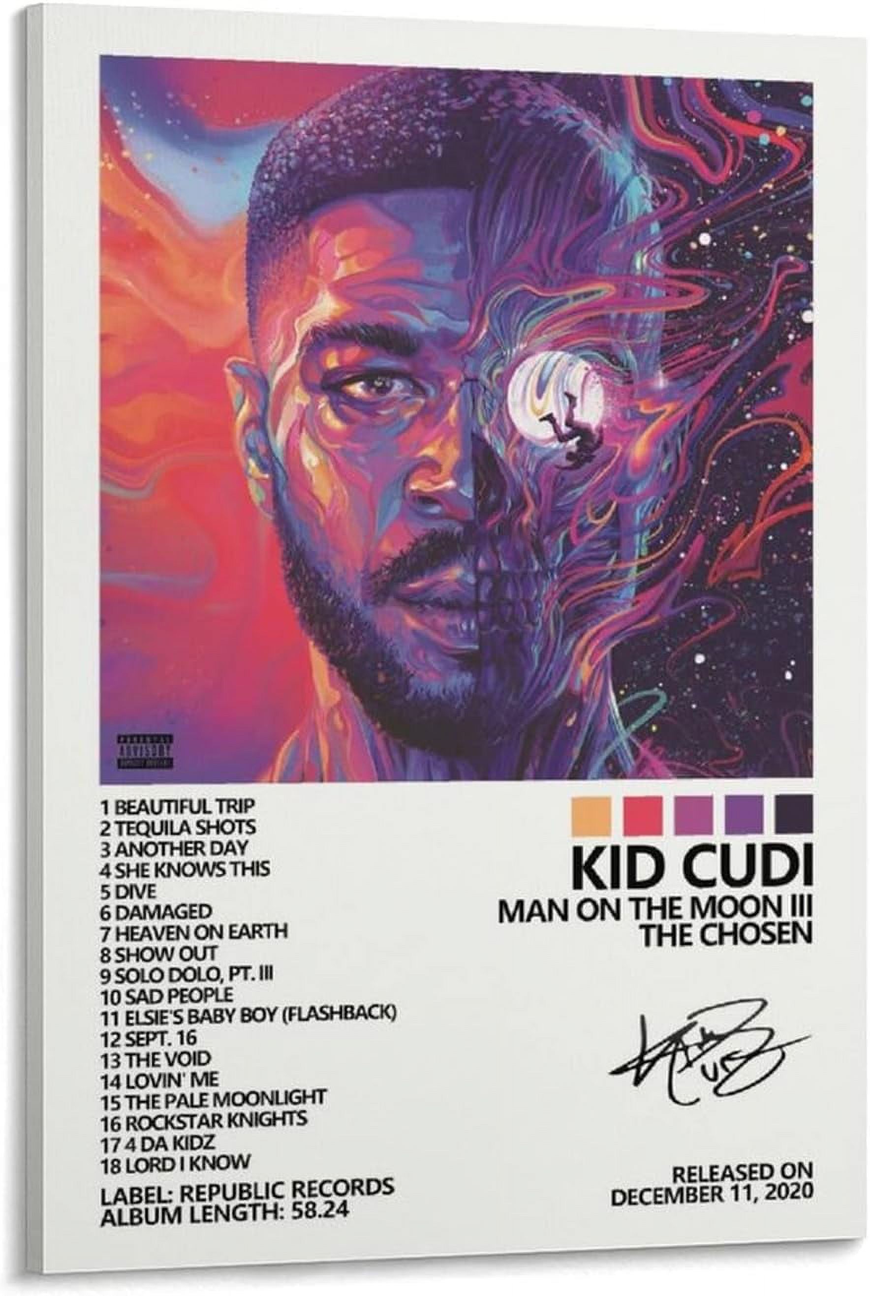 Kid Cudi Poster Man On The Moon Album Cover Poster for Room Aesthetic ...