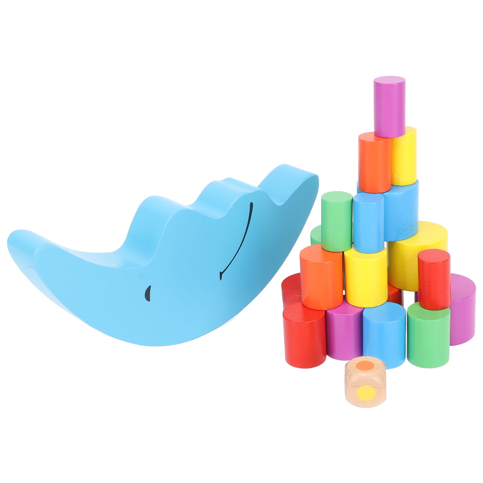 Kid Cylinder Stacking Blocks Wooden Funny Parent Child Interactive Building Stacking Blocks ...
