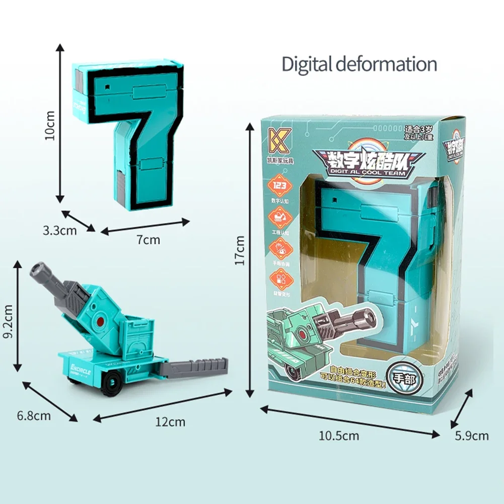 Kid Digital Numbers Deformation Letter Tank Warrior Action Figures ...
