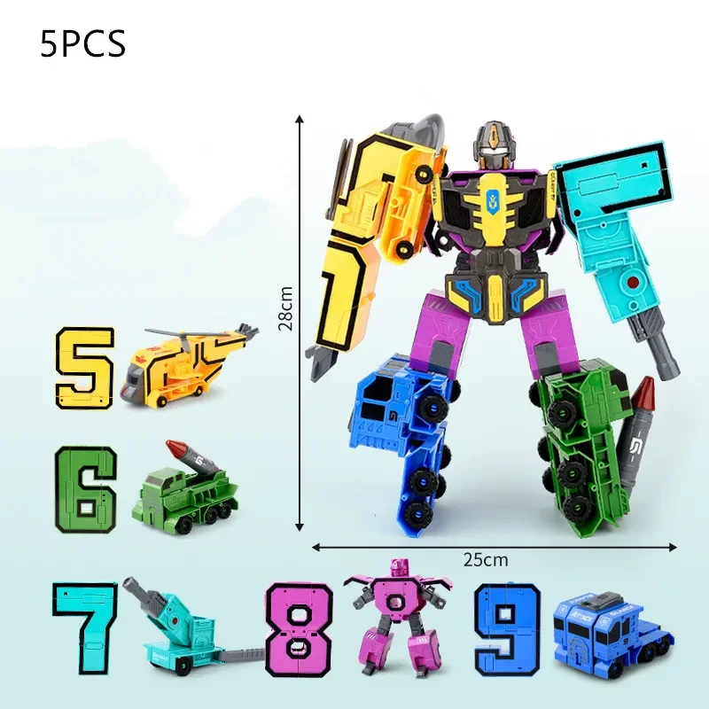 Kid Digital Numbers Deformation Letter Tank Warrior Action Figures ...