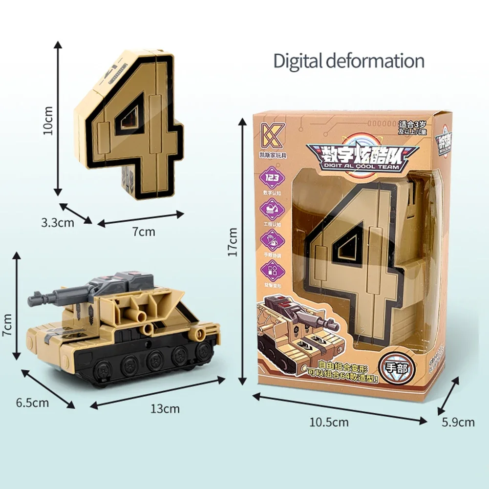 Kid Digital Numbers Deformation Letter Tank Warrior Action Figures ...