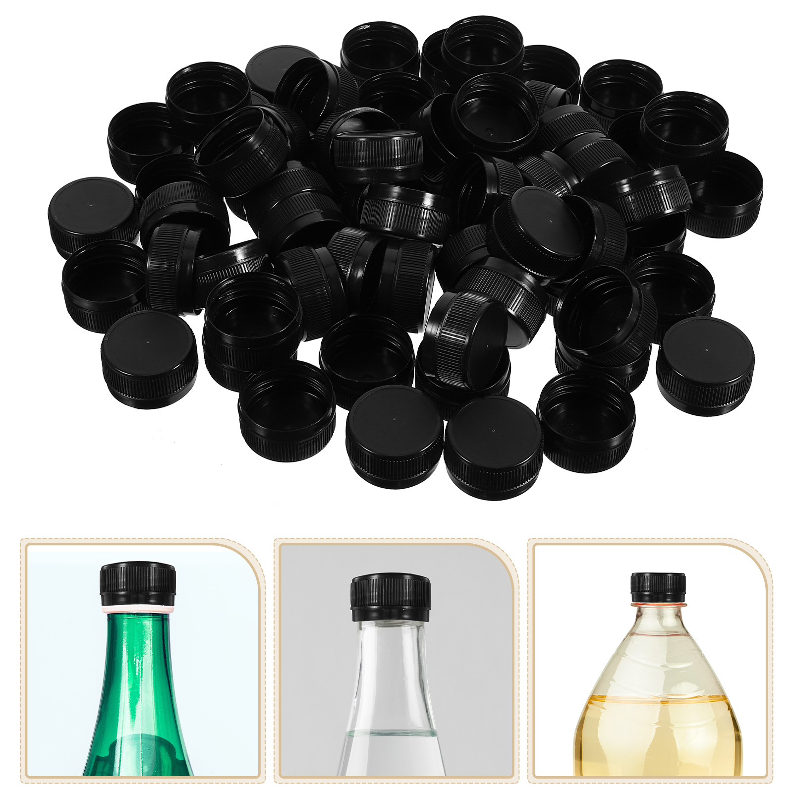 Supvox 100Pcs Plastic DIY Bottle Covers Black Reusable for Art and Home ...