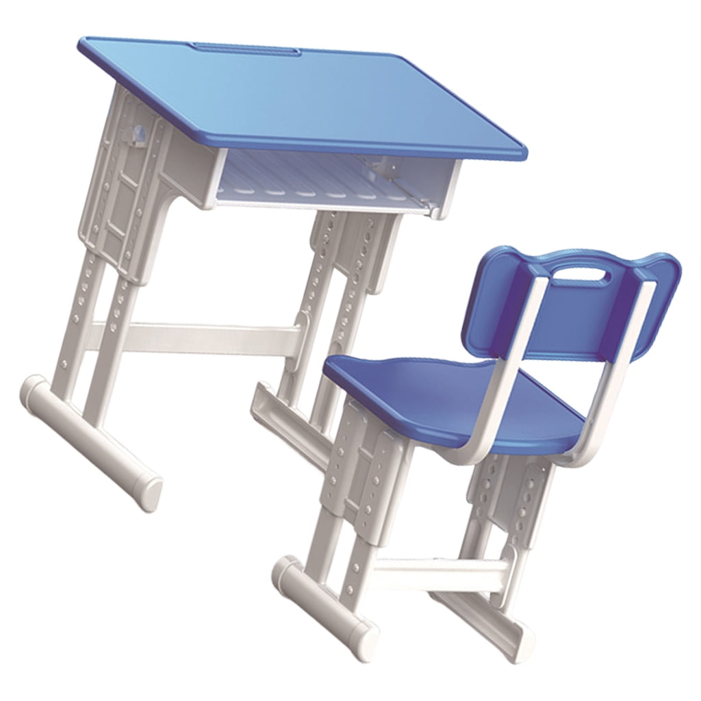 Kid Dollhouses Decors Toy Desk and Chair Set School Pretend Playset ...