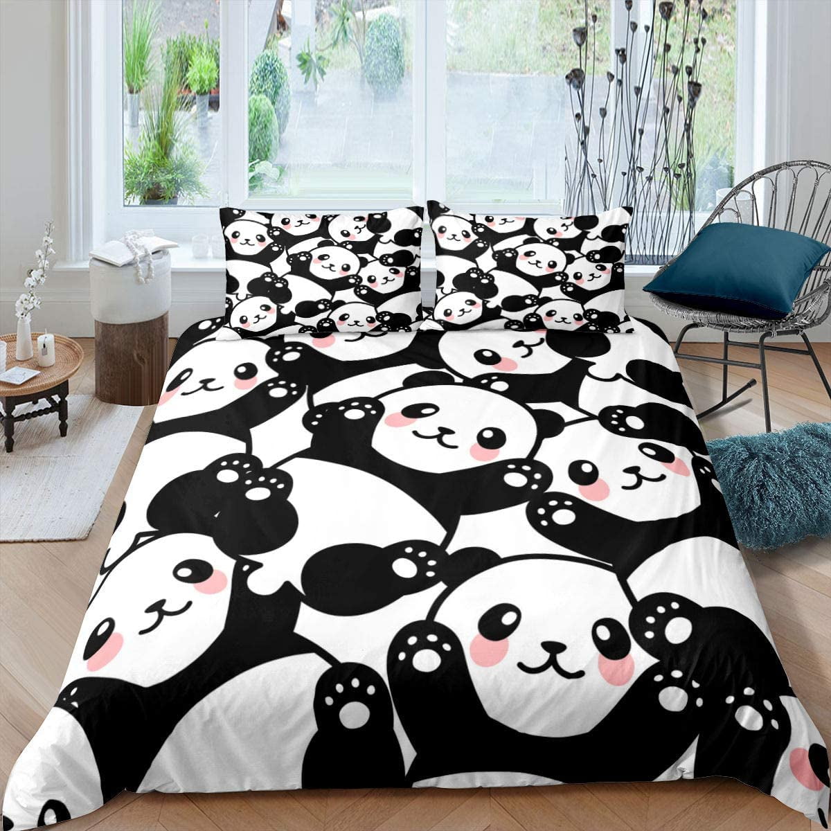Kid Duvet Cover King,Cute Panda Bedding Set for Bedroom Decor,Kawaii ...