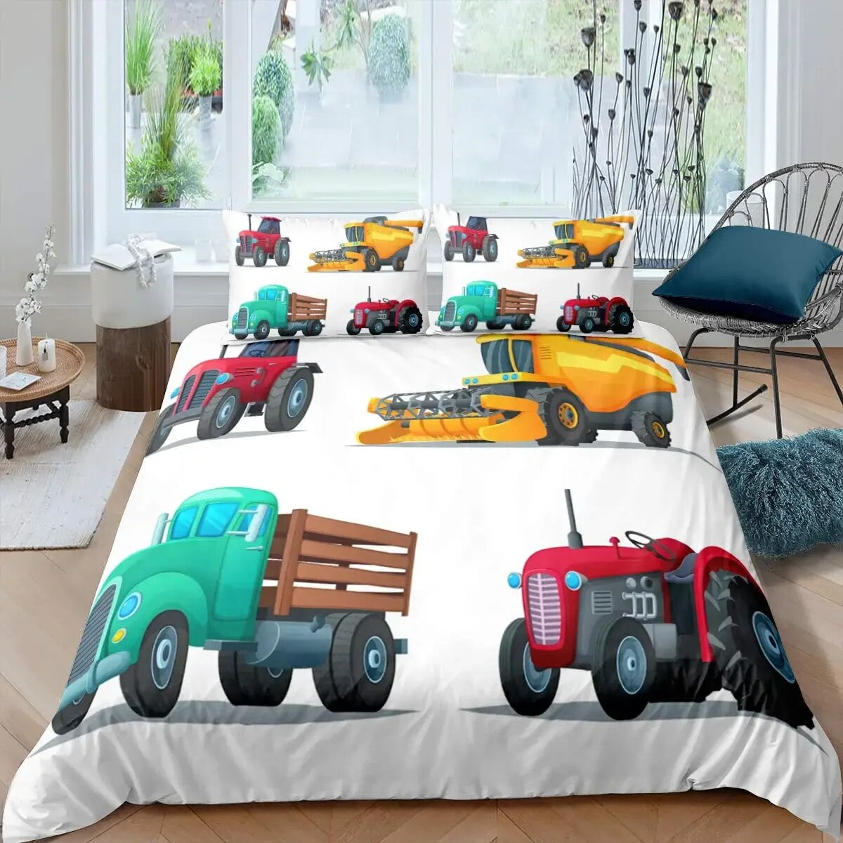 Kid Excavator Duvet Cover Tractor Truck Bedding Set Construction ...