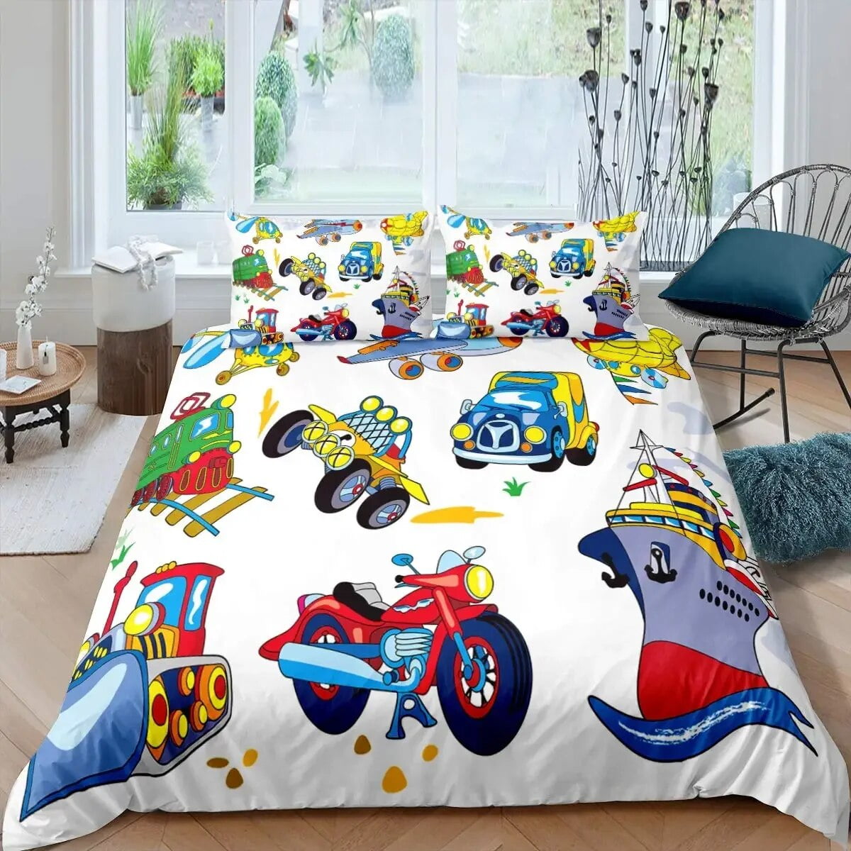 Kid Excavator Duvet Cover Tractor Truck Bedding Set Construction ...