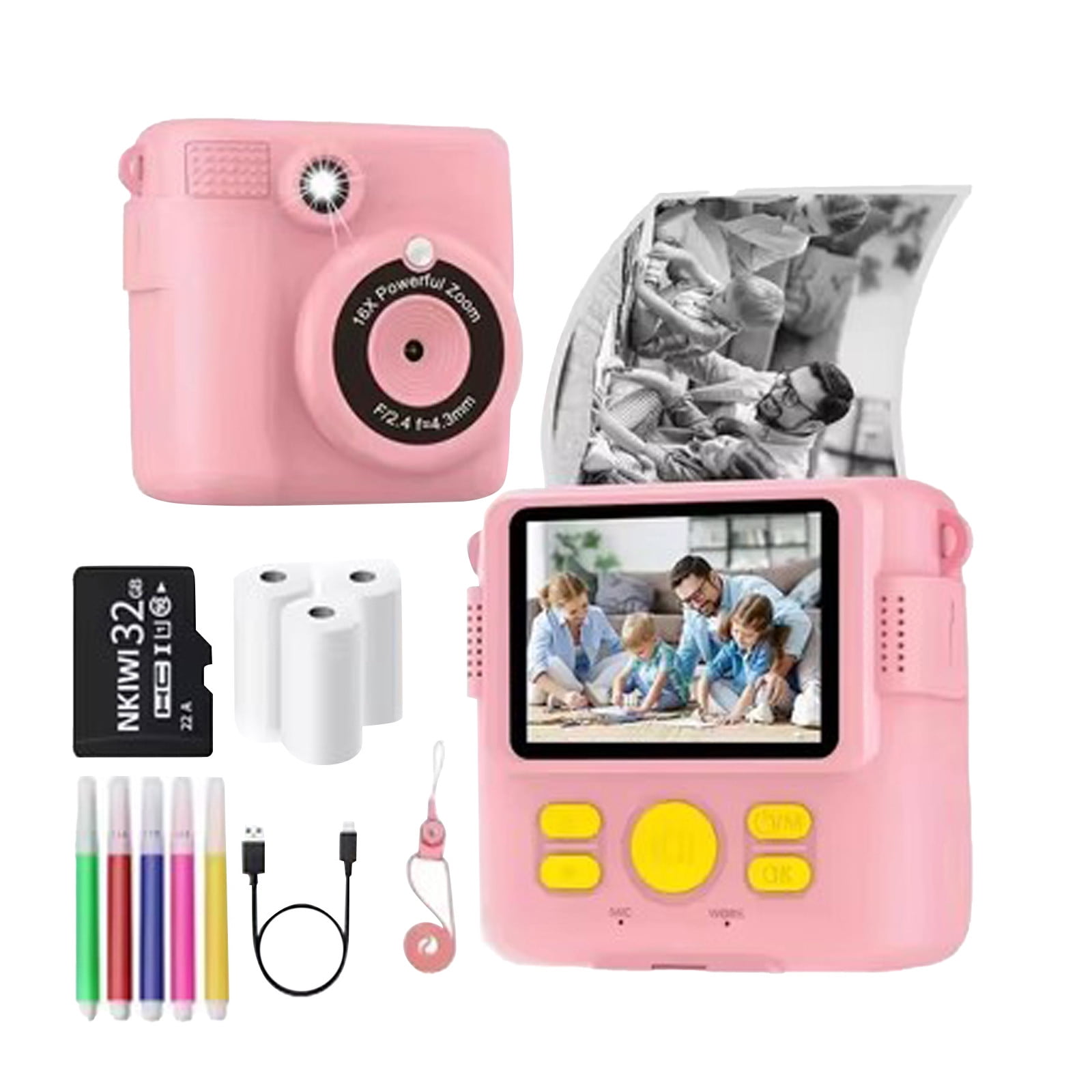 Kid Friendly Instant Print Camera for Children with Built-In 32GB ...