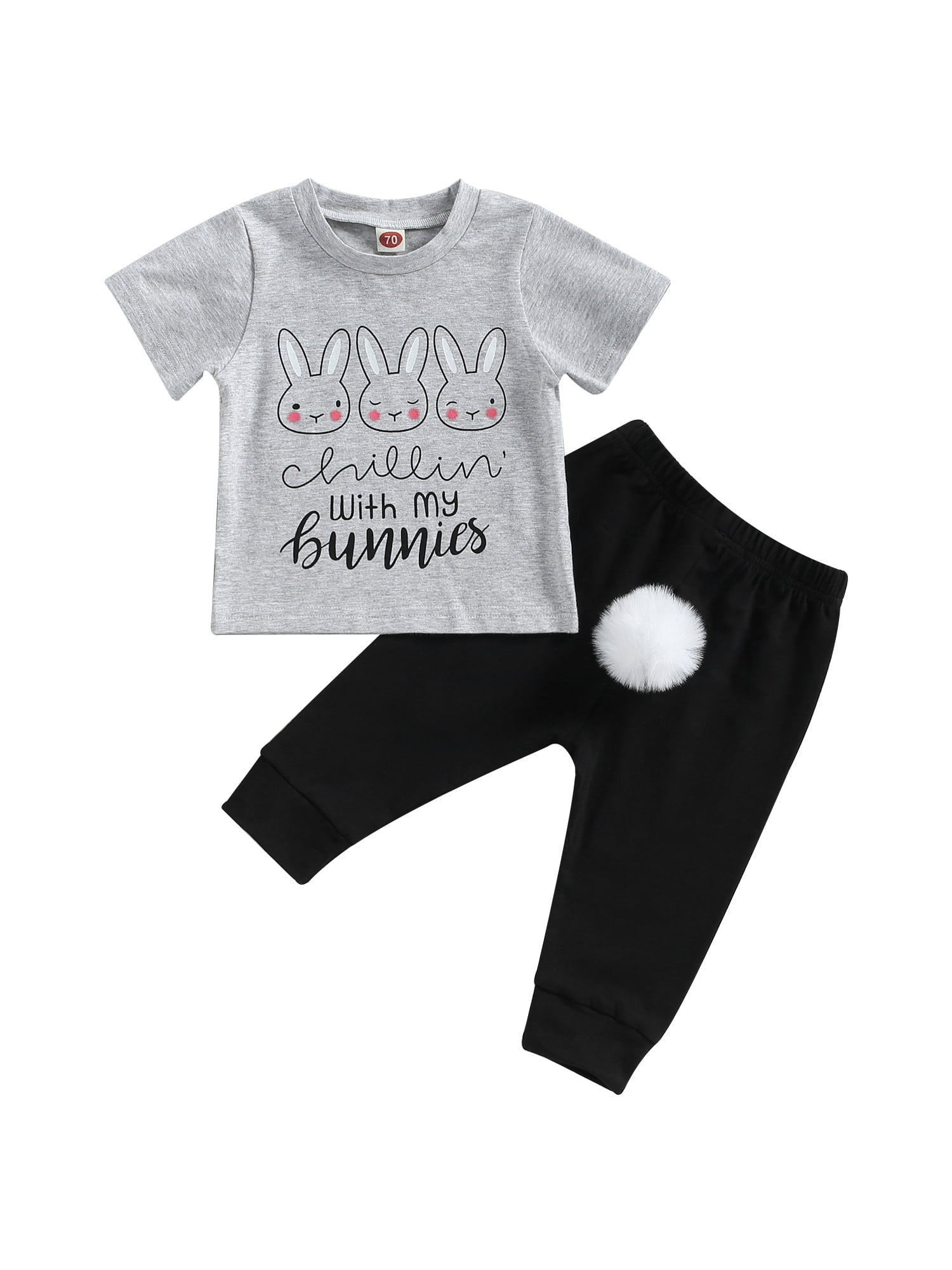 Kid Girl Boy Clothes, Short Sleeve Round Neck Letters Print Tops Jogger ...