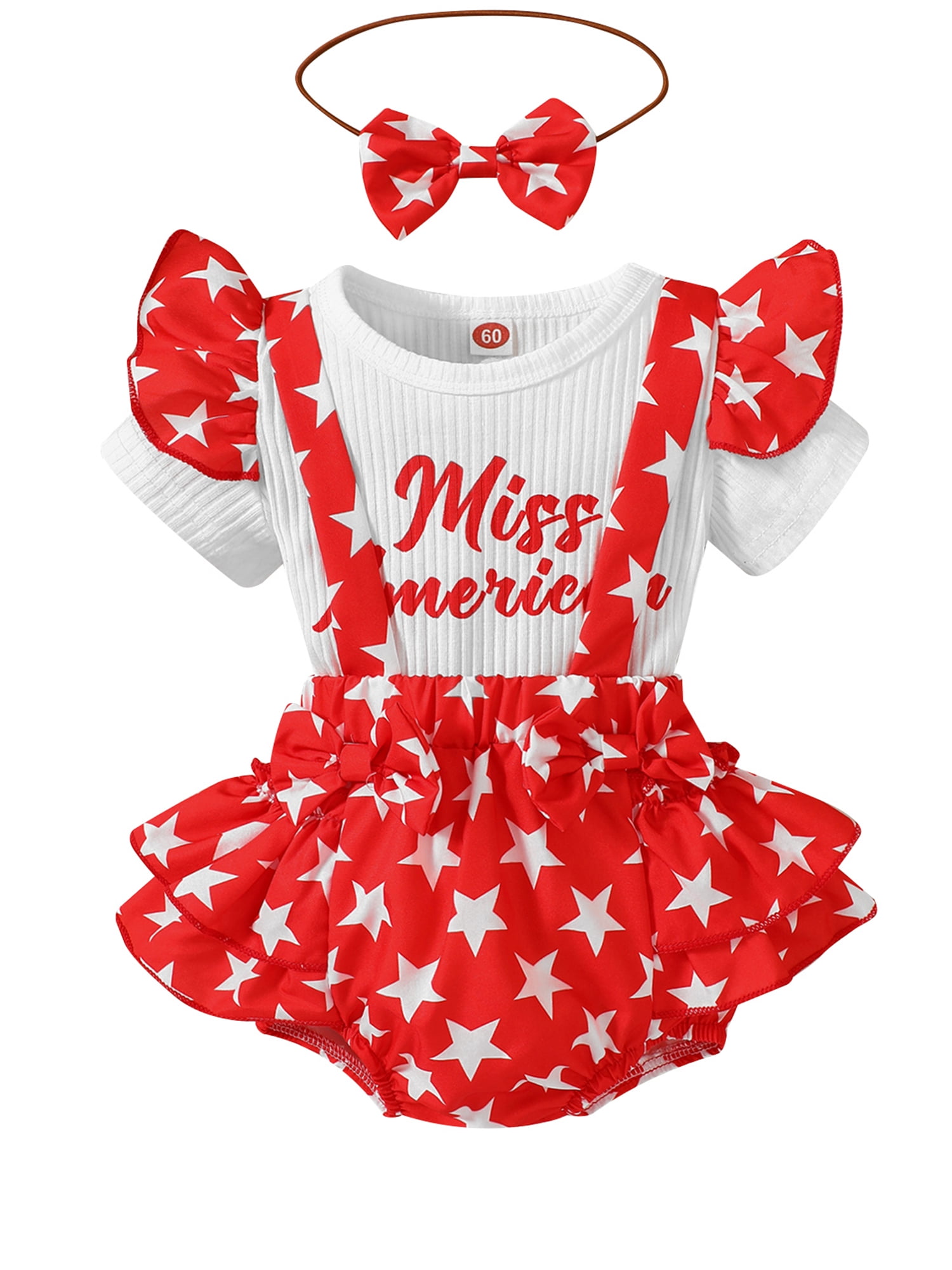 Kid Girl Clothes Suit, Short Sleeve Romper Shirt + Independence Day ...