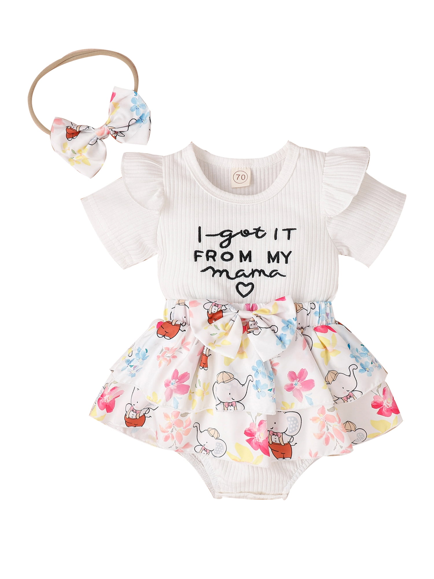 Kid Girl Romper, Summer Short Sleeve Letters Elephant Print Casual ...