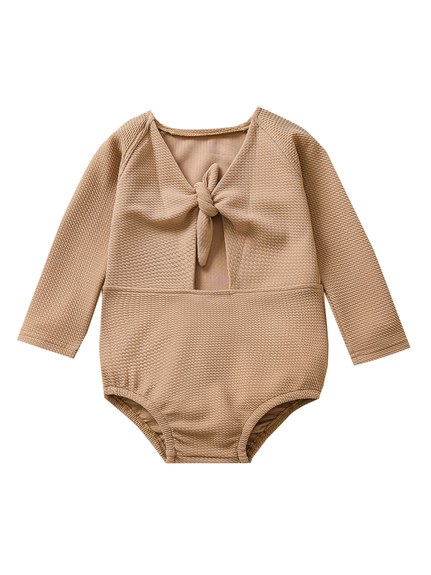 Kid Girl Swim Romper, Long Sleeve Drawstring Cutout High Waist Solid ...