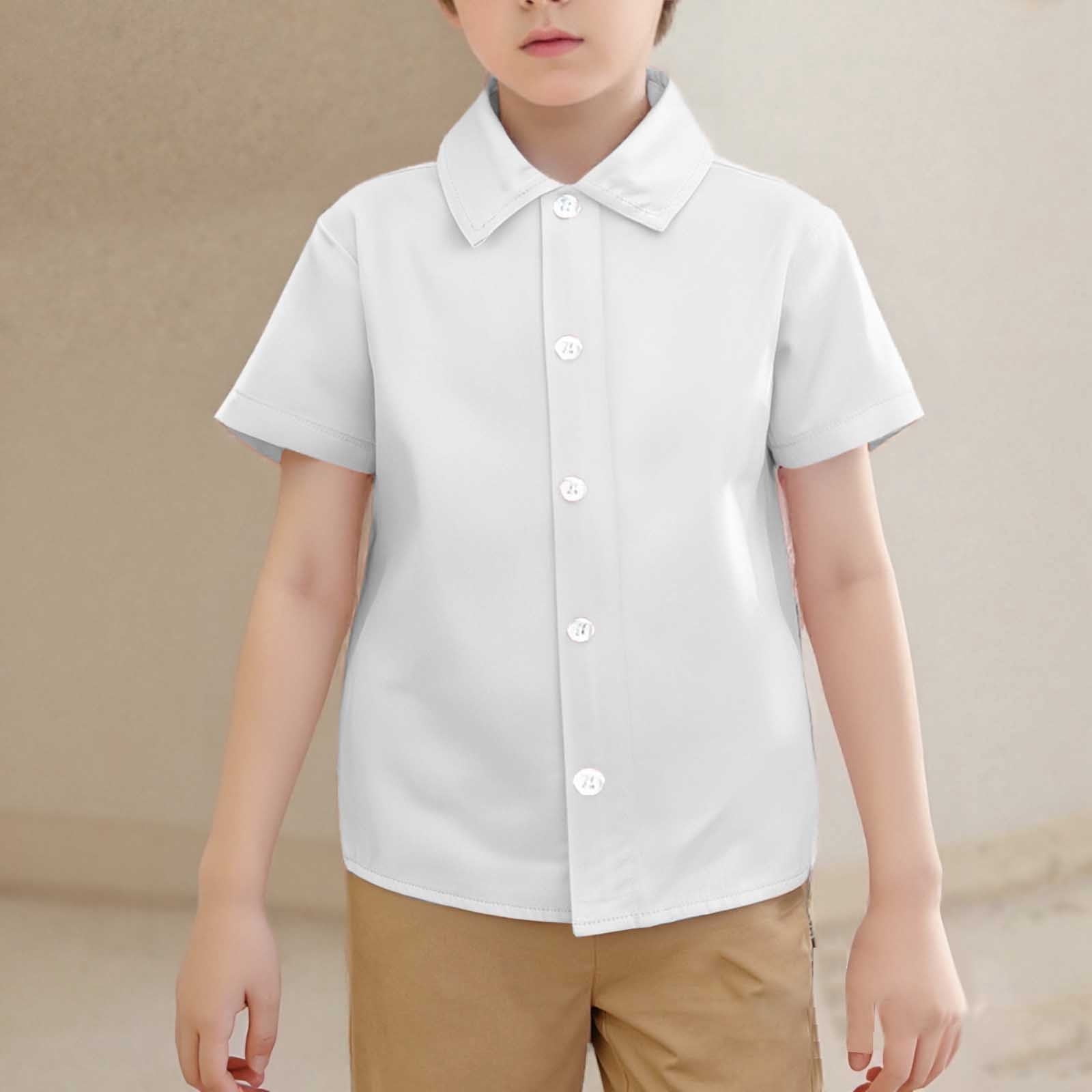 Kid Girls Button Down Shirts Boys Formal Outfit Boys White Dress Shirt ...