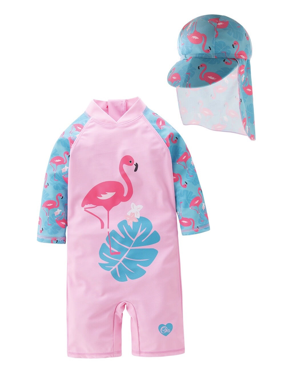 Kid Girls Chic Rash Guard Swimsuit Pink Flamingo Pool Party Swim Wear ...