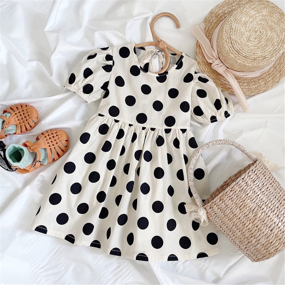 Kid Girls Child Puff Sleeve Tutu Dress Child Polka Dot Print Princess ...