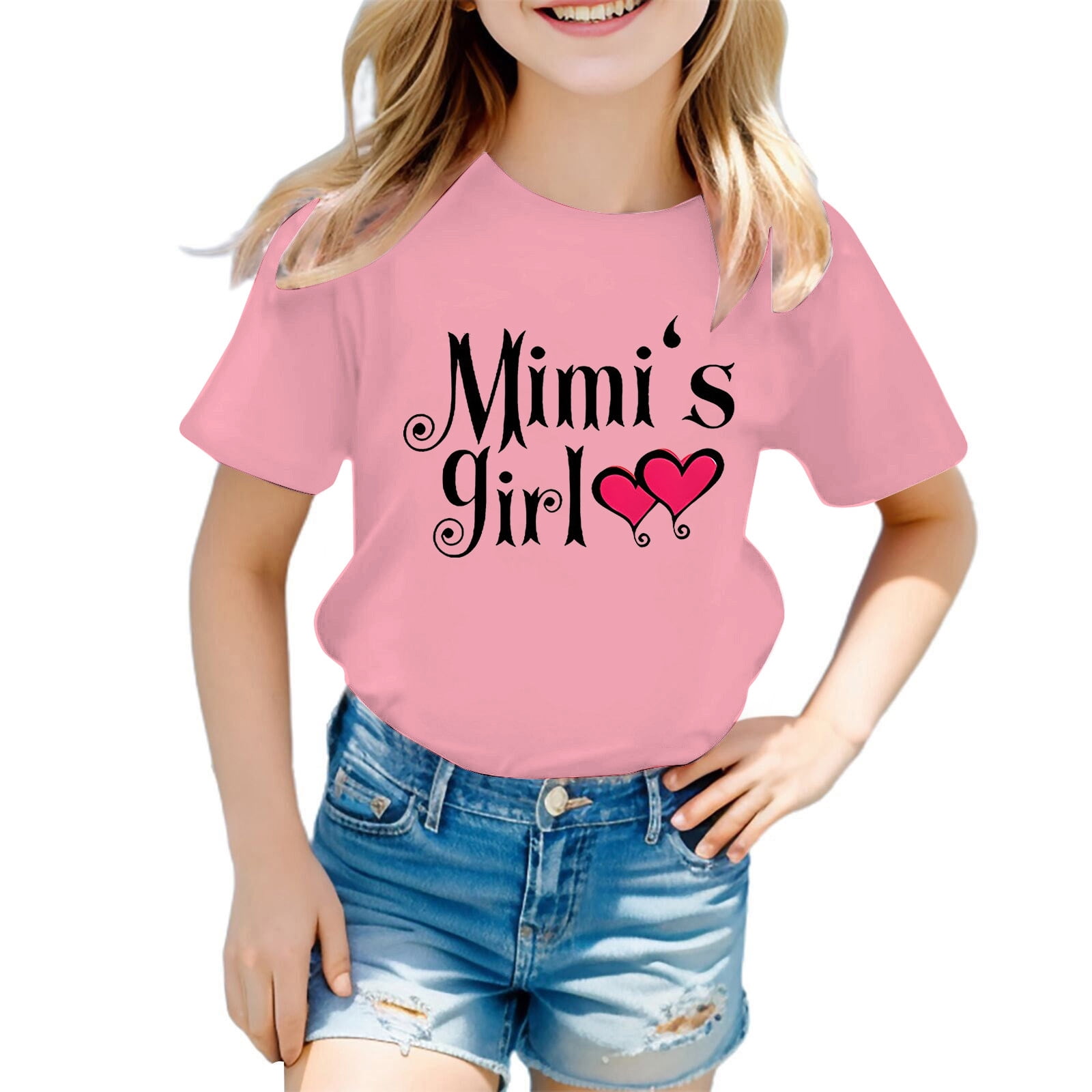 Kid Girls Cute Graphic Round Neck Short Sleeve Tee Summer Casual T Shirt Girls Tops, Tees Shirts ...