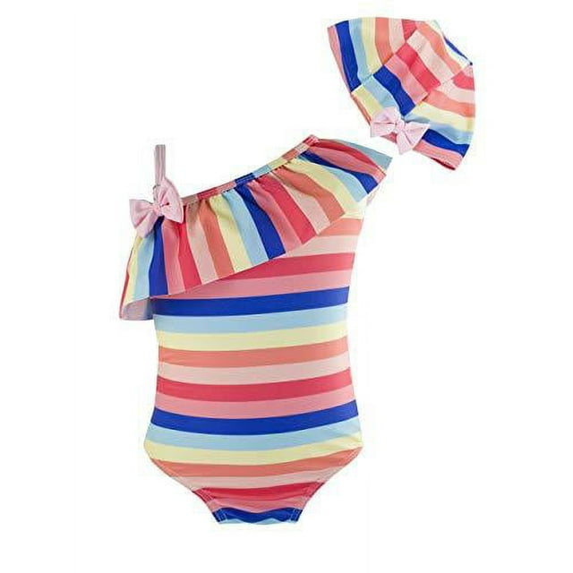Kid Girls Cute Rainbow Ruffle Layer One-Piece Adjustable Straps ...