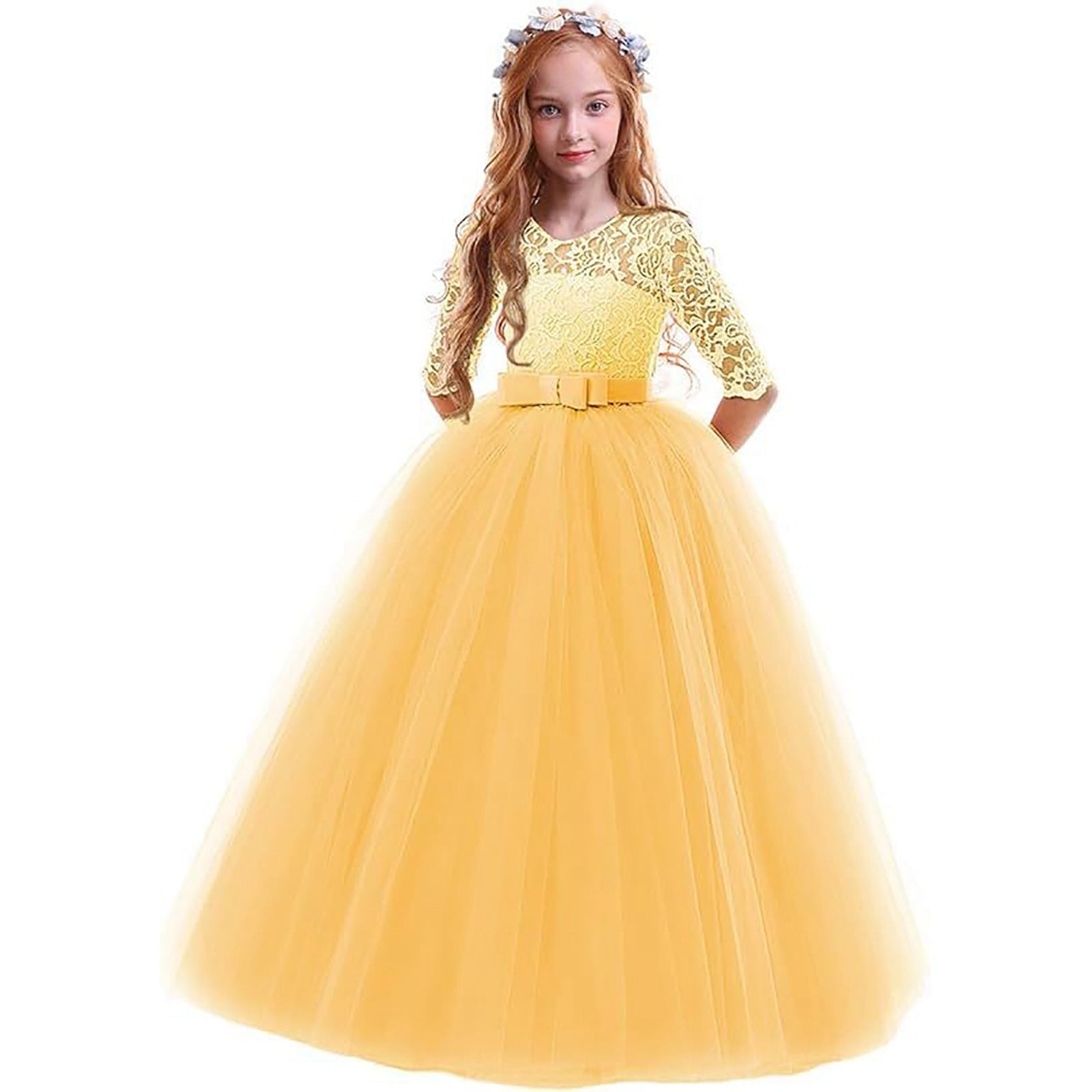 Kid Girls Dresses Girls Formal Dress Yellow Dress Girls Girls Fancy ...