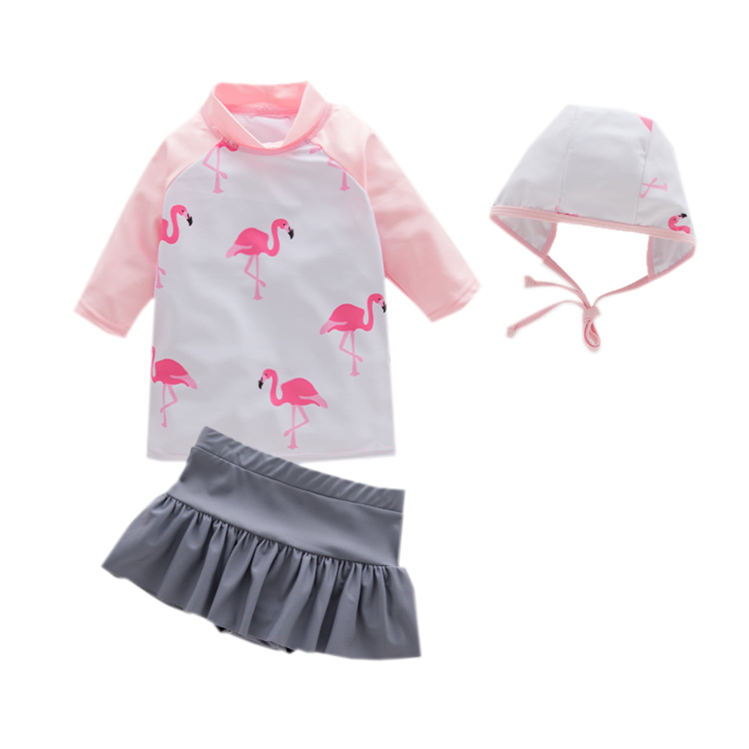 Kid Girls Flamingo Chic Rash Guard Swimsuit Pool Party Swimwear Beach ...