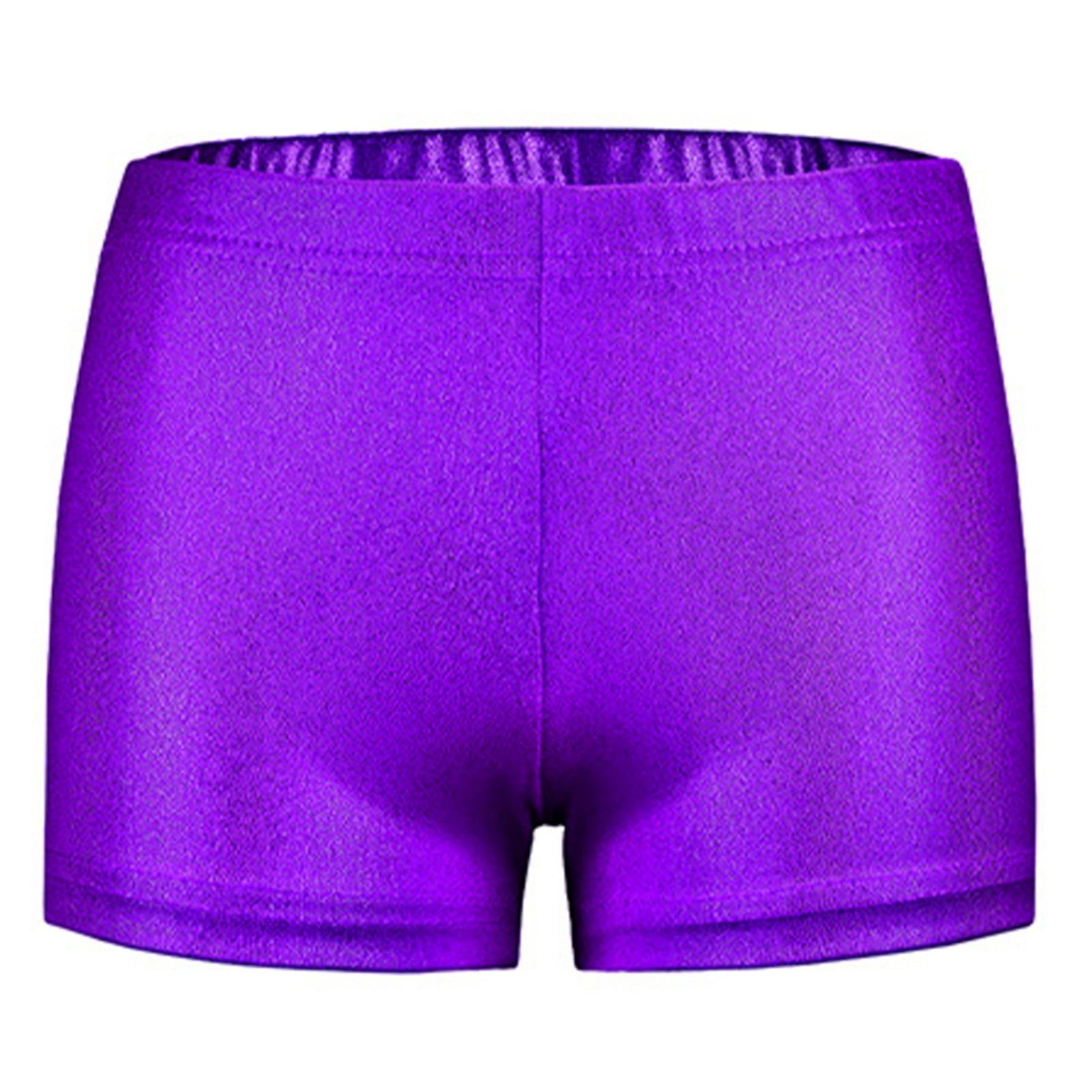 Kid Girls Gymnastic Shorts Glitter Ballet Dance Shorts Metallic Spandex ...