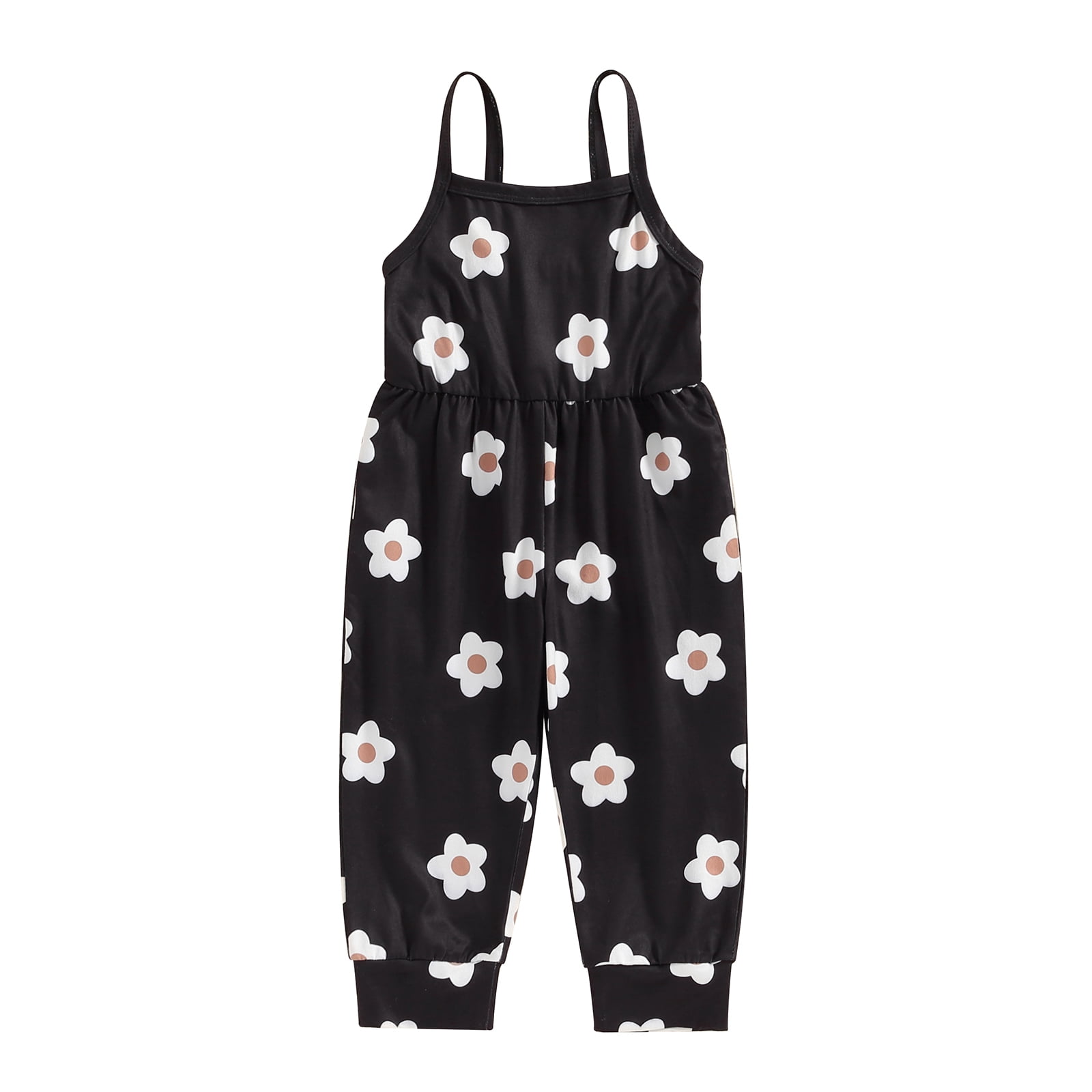 Kid Girls Jumpsuit, Flower Print Spaghetti Straps Romper Clothes for ...
