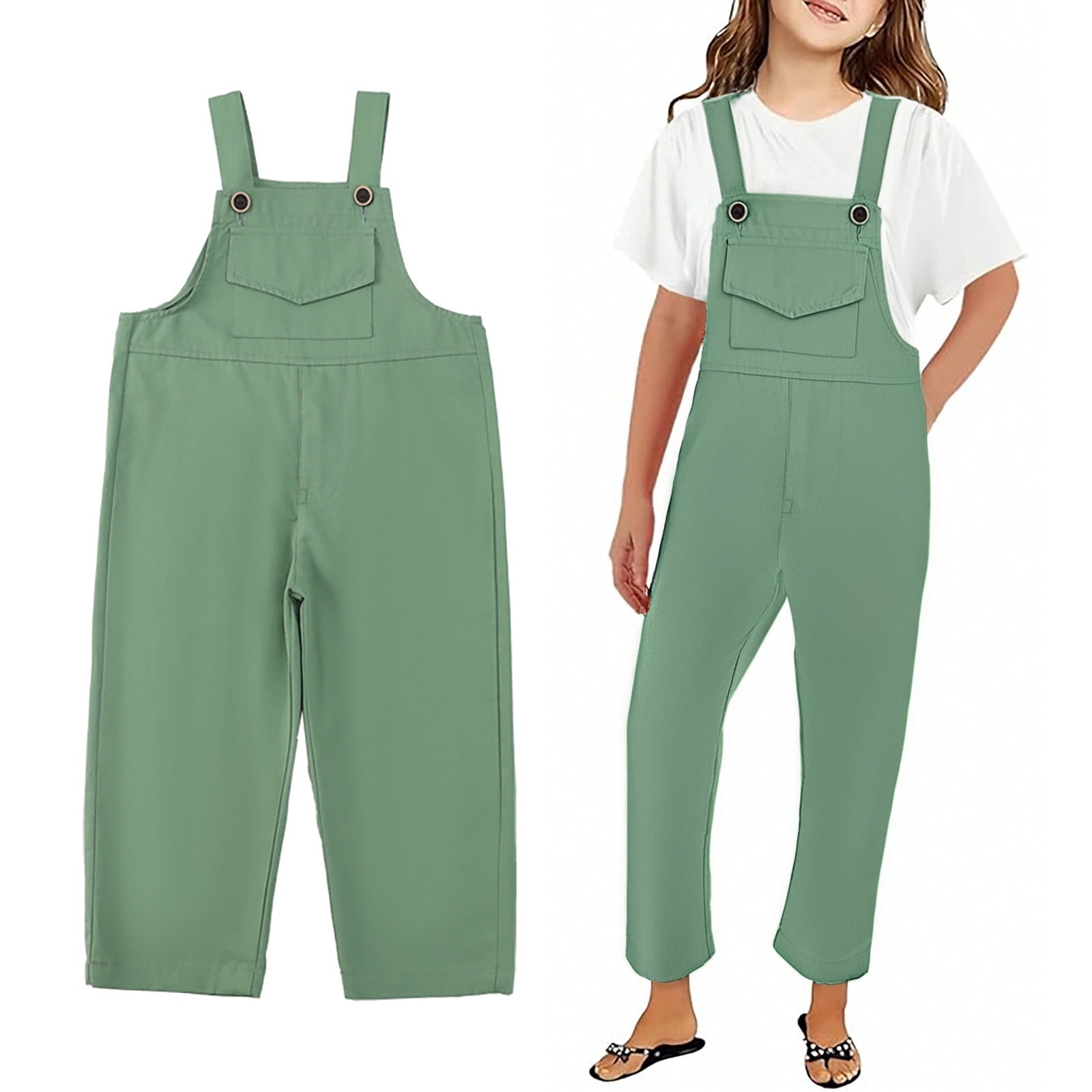 Kid Girls Jumpsuits Rompers Casual School Romper Green Romper with ...