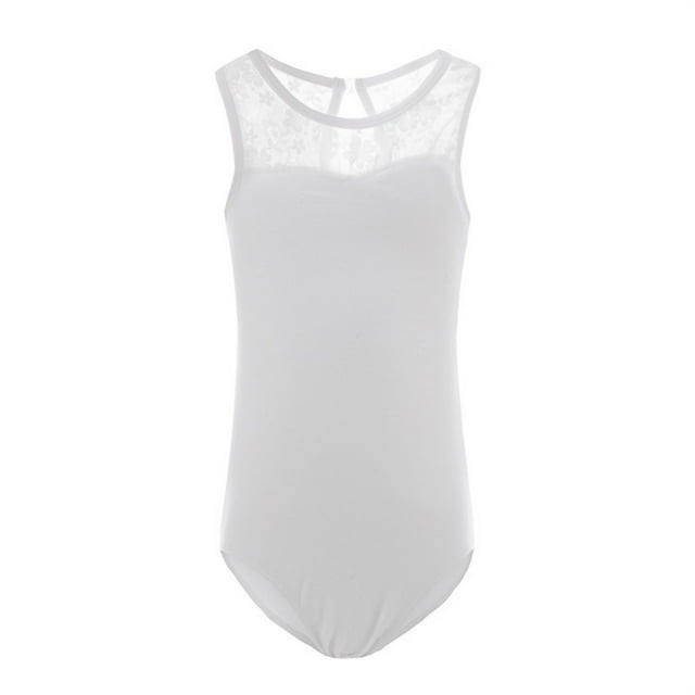 Kid Girls Lace Leotard Sleeveless Gym Unitard One Piece Ballet Dance ...