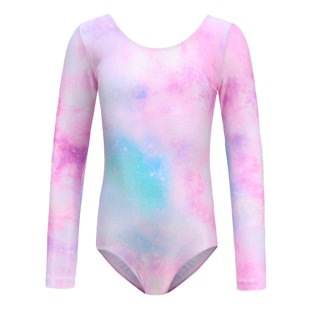 Kid Girls Long Sleeve Gymnastics Leotard Shiny Ballet Dance One Piece ...