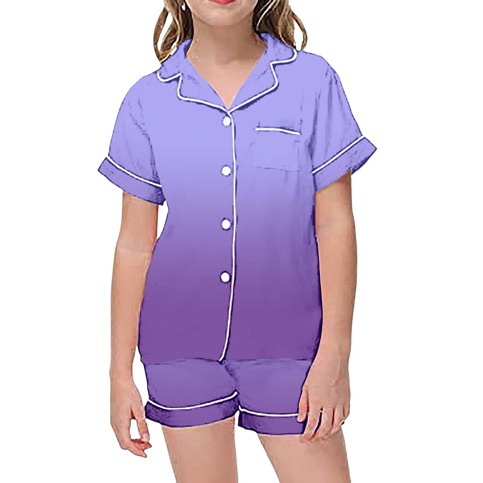 Kid Girls Pajama Set Gradation Button Down Homewear Set Sleepwear ...
