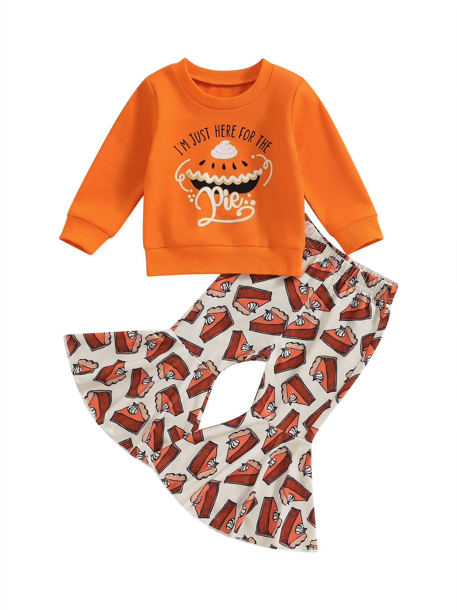 Kid Girls Pants Set, Long Sleeve Letters Print Sweatshirt Cake Print ...