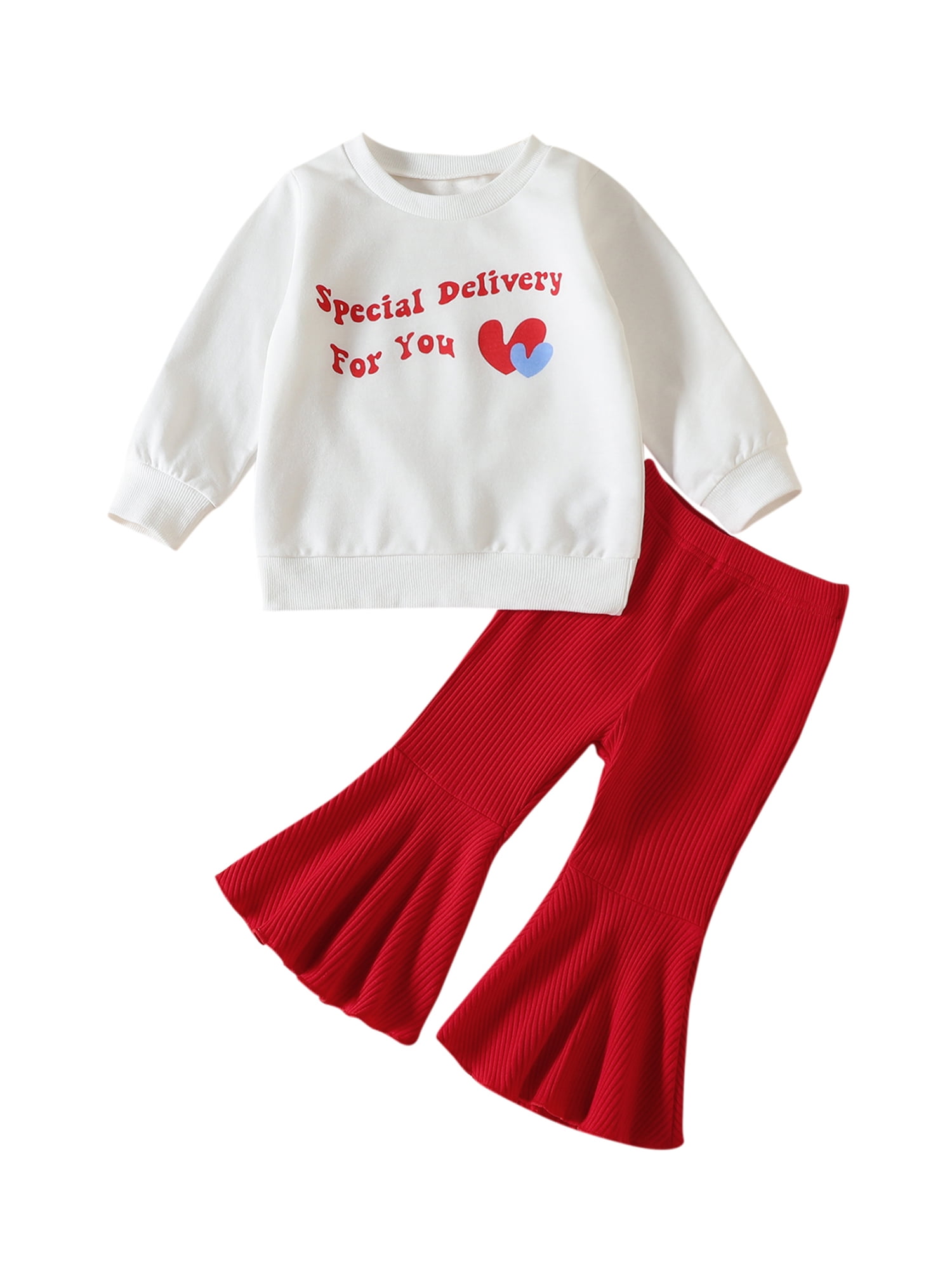 Kid Girls Pants Suit, Long Sleeve Tops + Casual Bell-Bottomed Pants ...