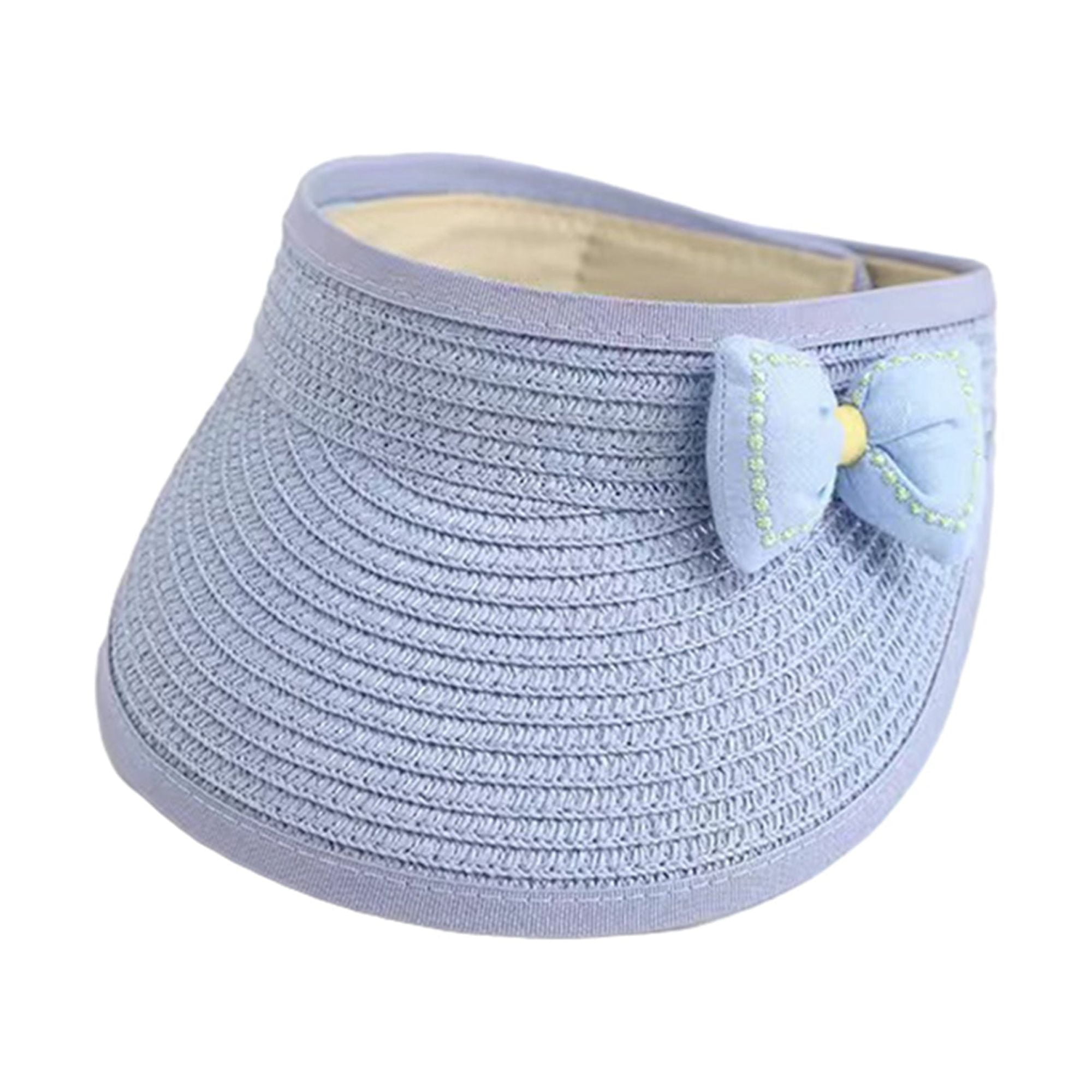 Kid Girls Straw Hat, Soft Cute Bowknot Wide Brim Foldable Sun Hat ...