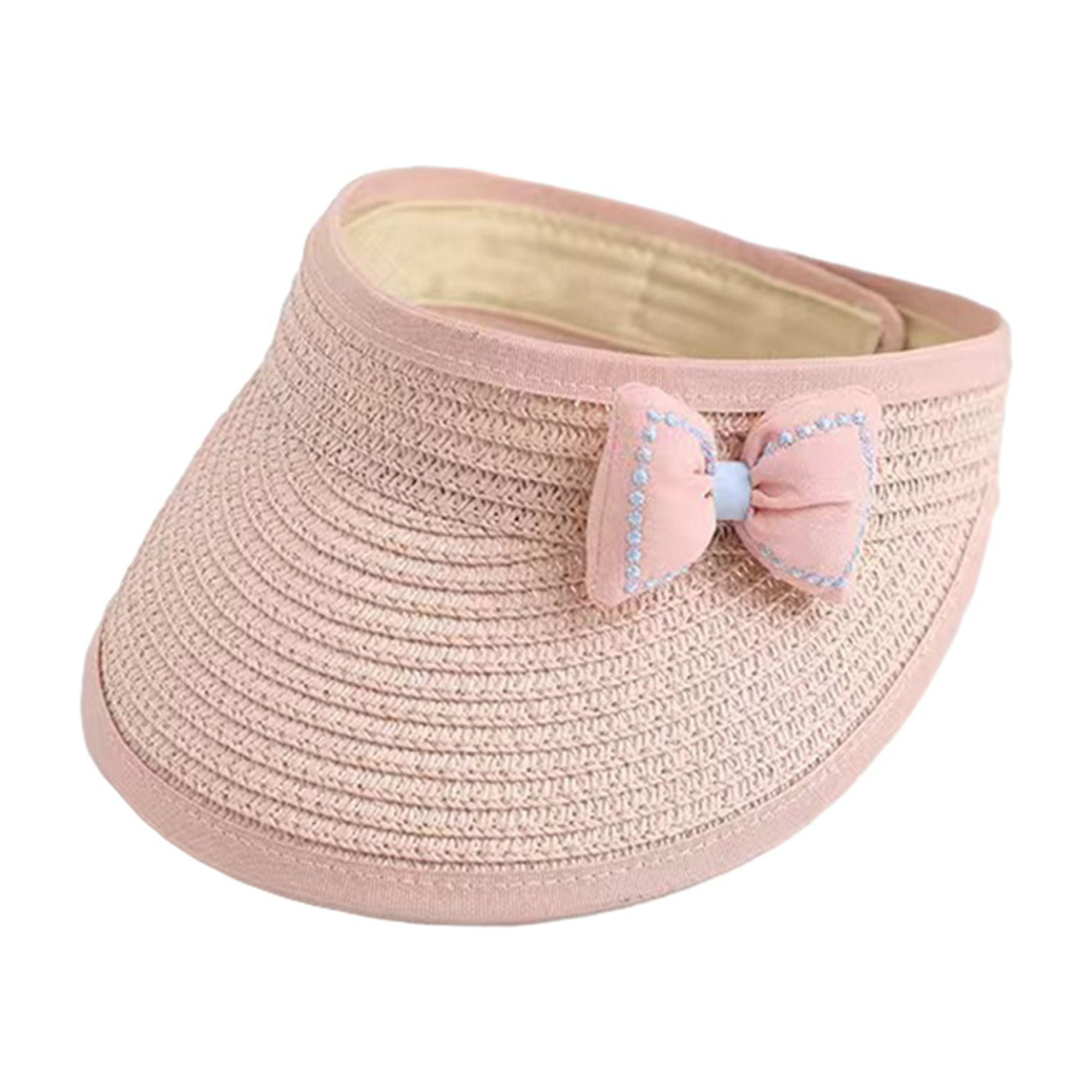 Kid Girls Straw Hat, Soft Cute Bowknot Wide Brim Foldable Sun Hat ...