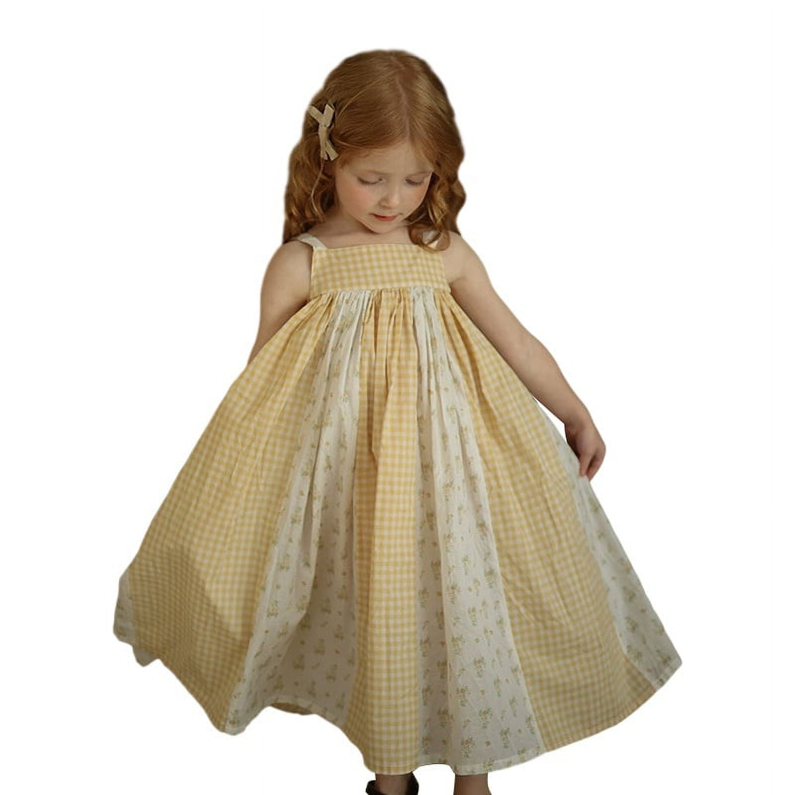 Kid Girls Sun Dress Plaid Print Sleeveless Sweet Summer Dresses for 1-7 ...