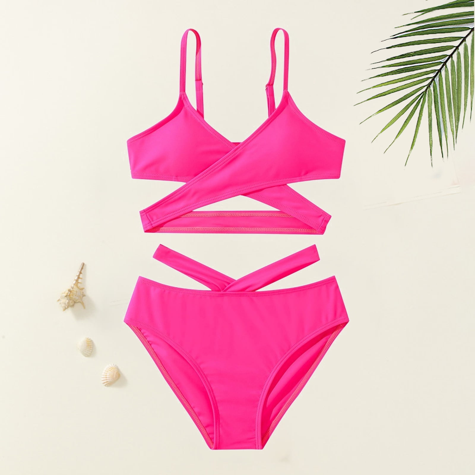 Kid Girls Swimsuits 2 Piece Summer Tankini Bathing Suit Criss Cross ...