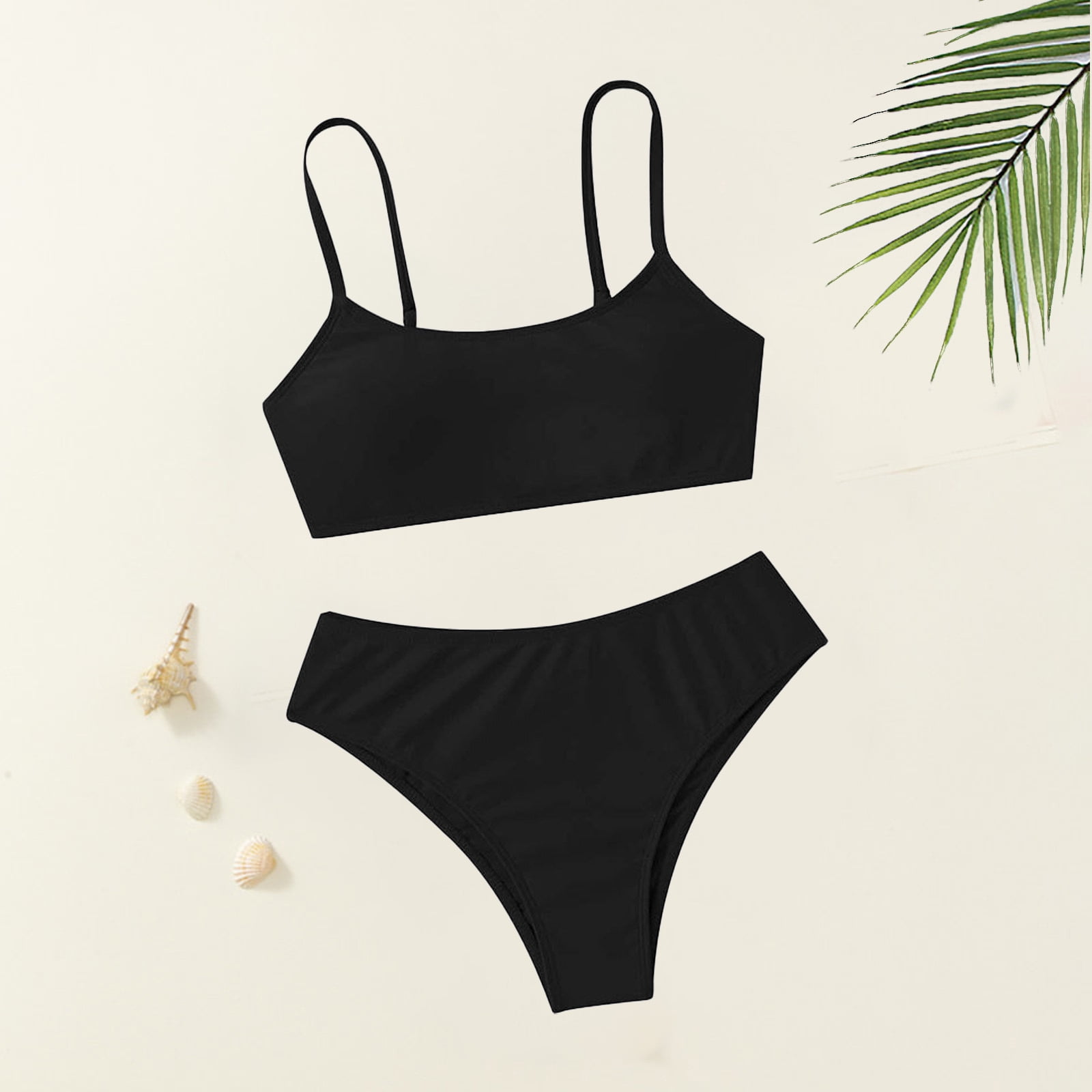 Kid Girls Swimsuits 2 Piece Cute Bikini Bathing Suit Solid Color Girl ...