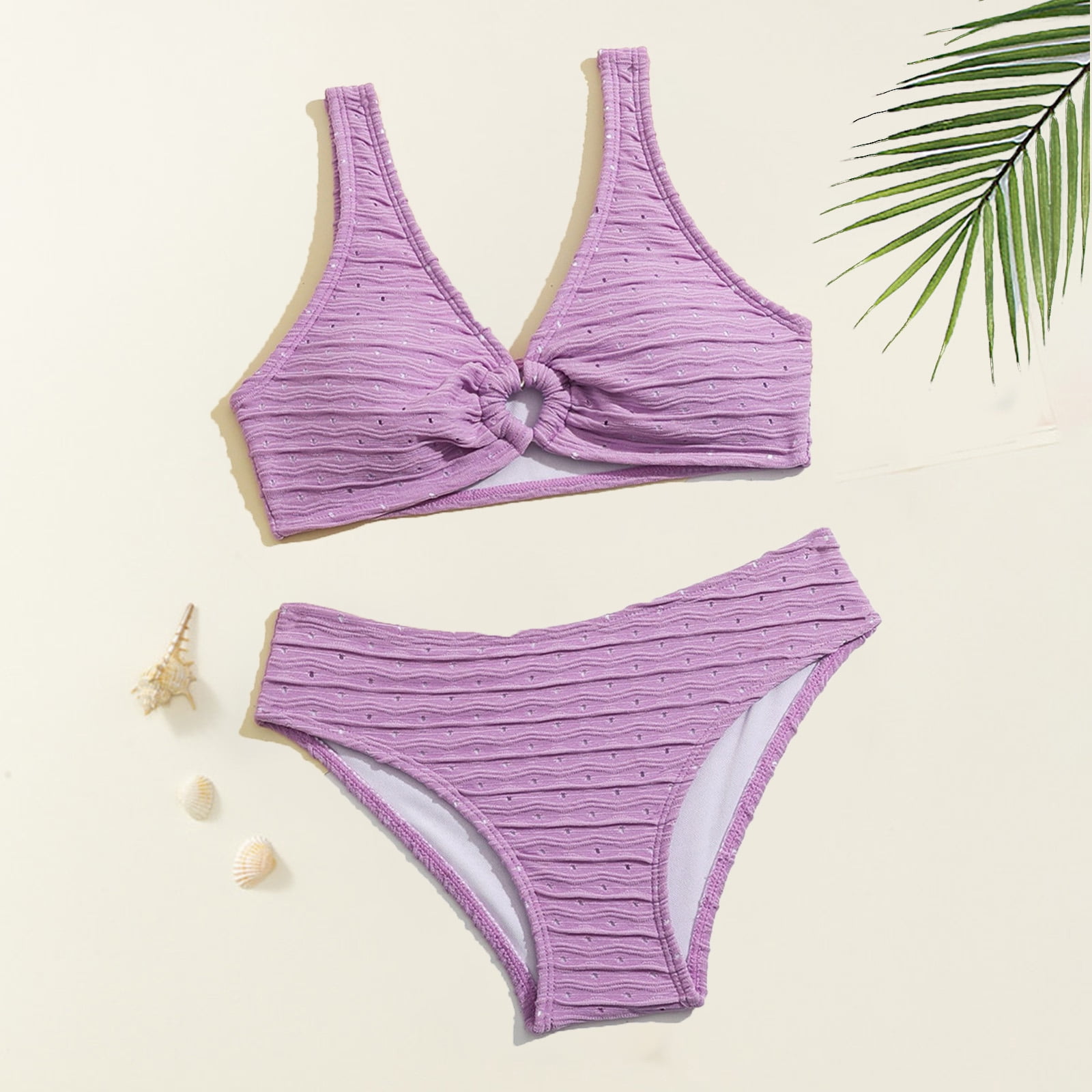 Kid Girls Swimsuit 2 Piece Cute Bikini Bathing Suit Solid Color Kids ...