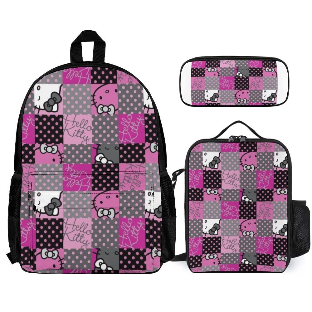 Kid Hello Kitty School Bag 3 Piece Backpack Set With Lunch Box And ...