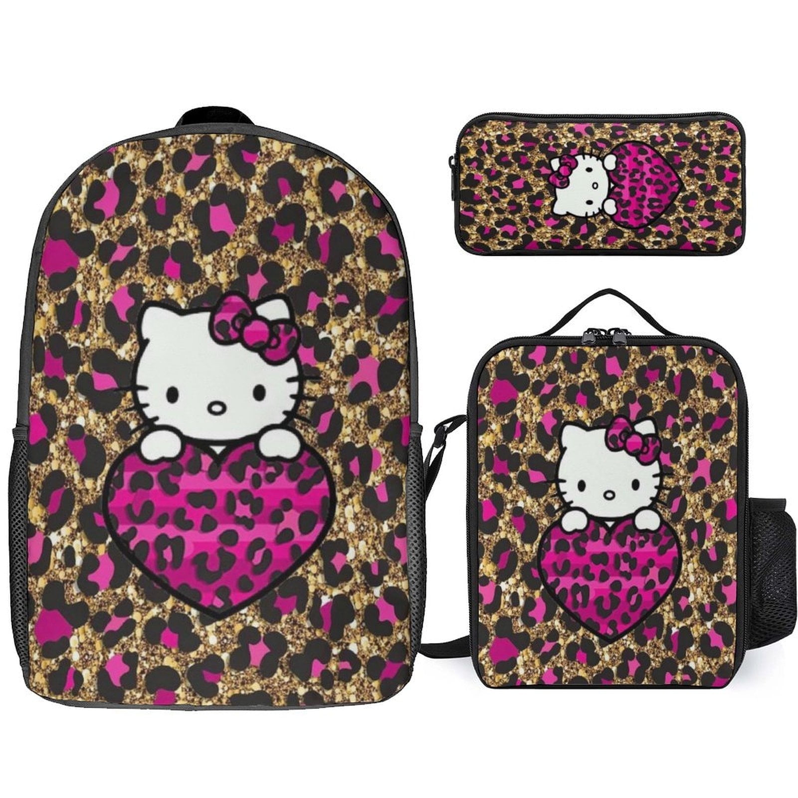 Hello Kitty 3 Piece Backpack Set With Lunch Box And Pencilcase Casual ...