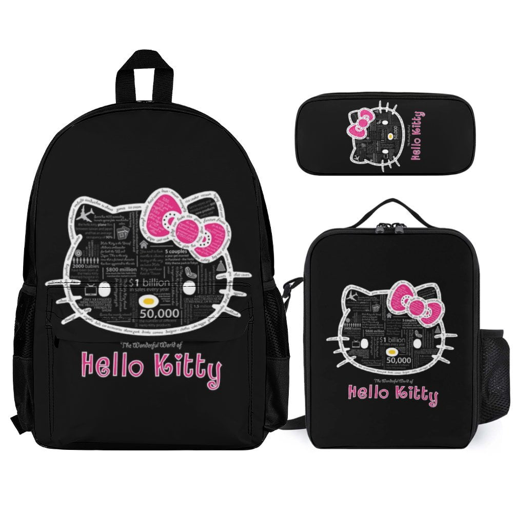 Kid Hello Kitty School Bag 3 Piece Backpack Set With Lunch Box And ...