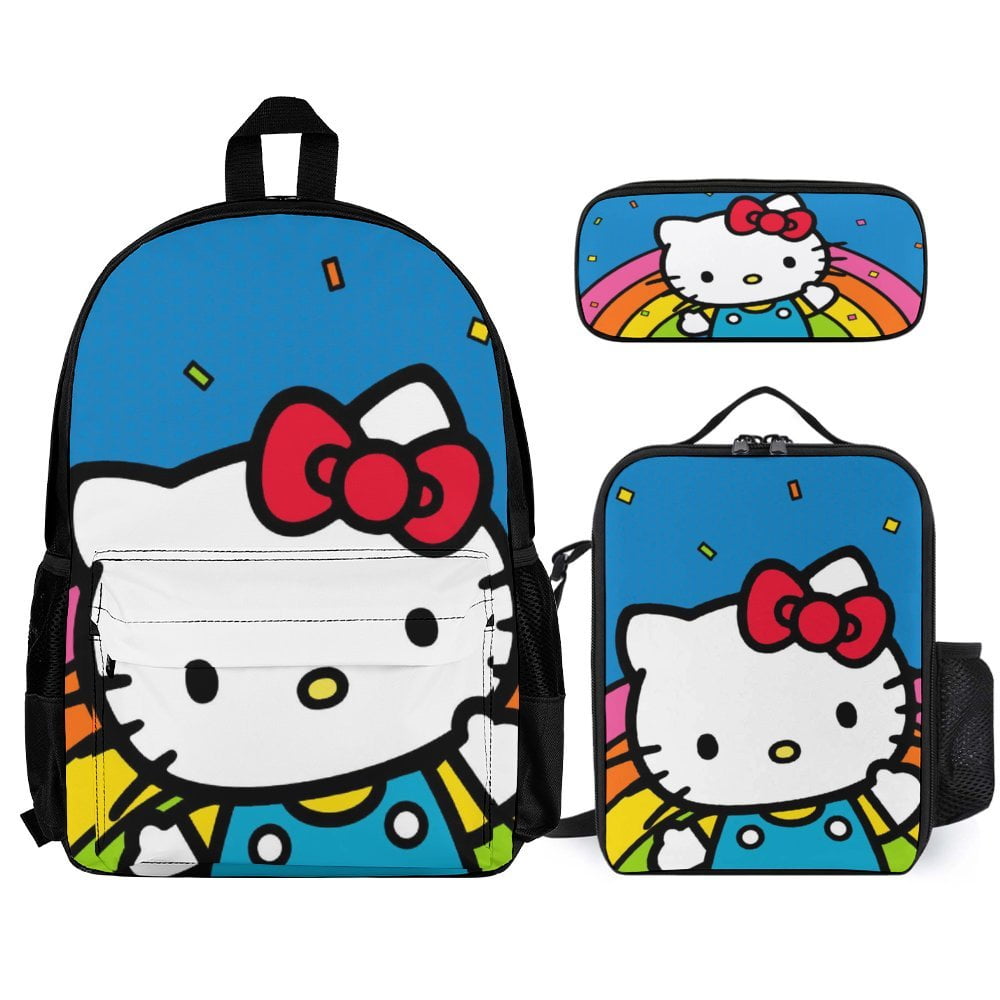 Kid Hello Kitty School Bag 3 Piece Backpack Set With Lunch Box And ...