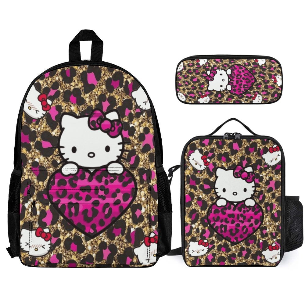 Kid Hello Kitty School Bag 3 Piece Backpack Set With Lunch Box And ...