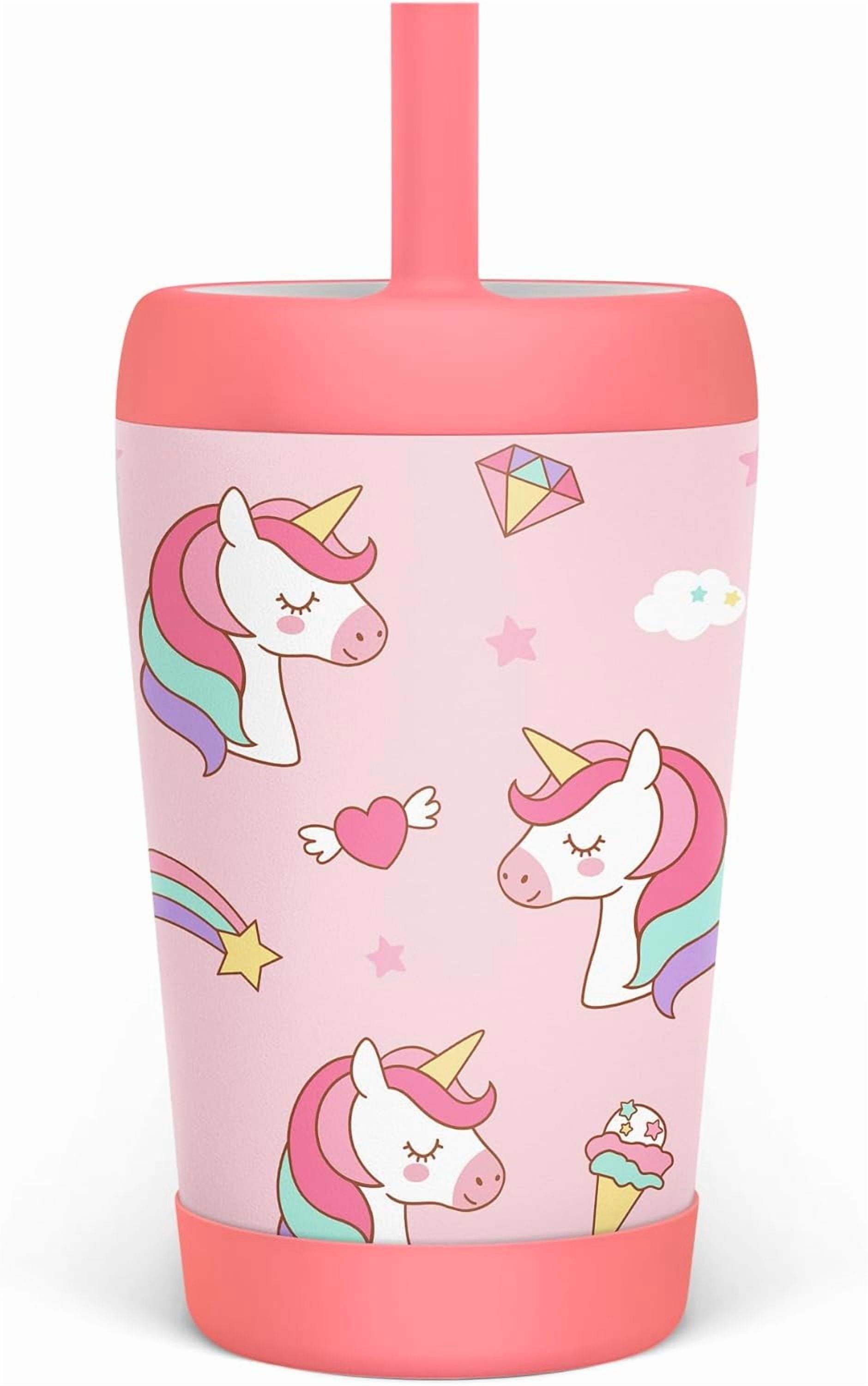 Kid Insulated Stainless Steel Tumbler with Silicone Straw, 12oz Sippy ...