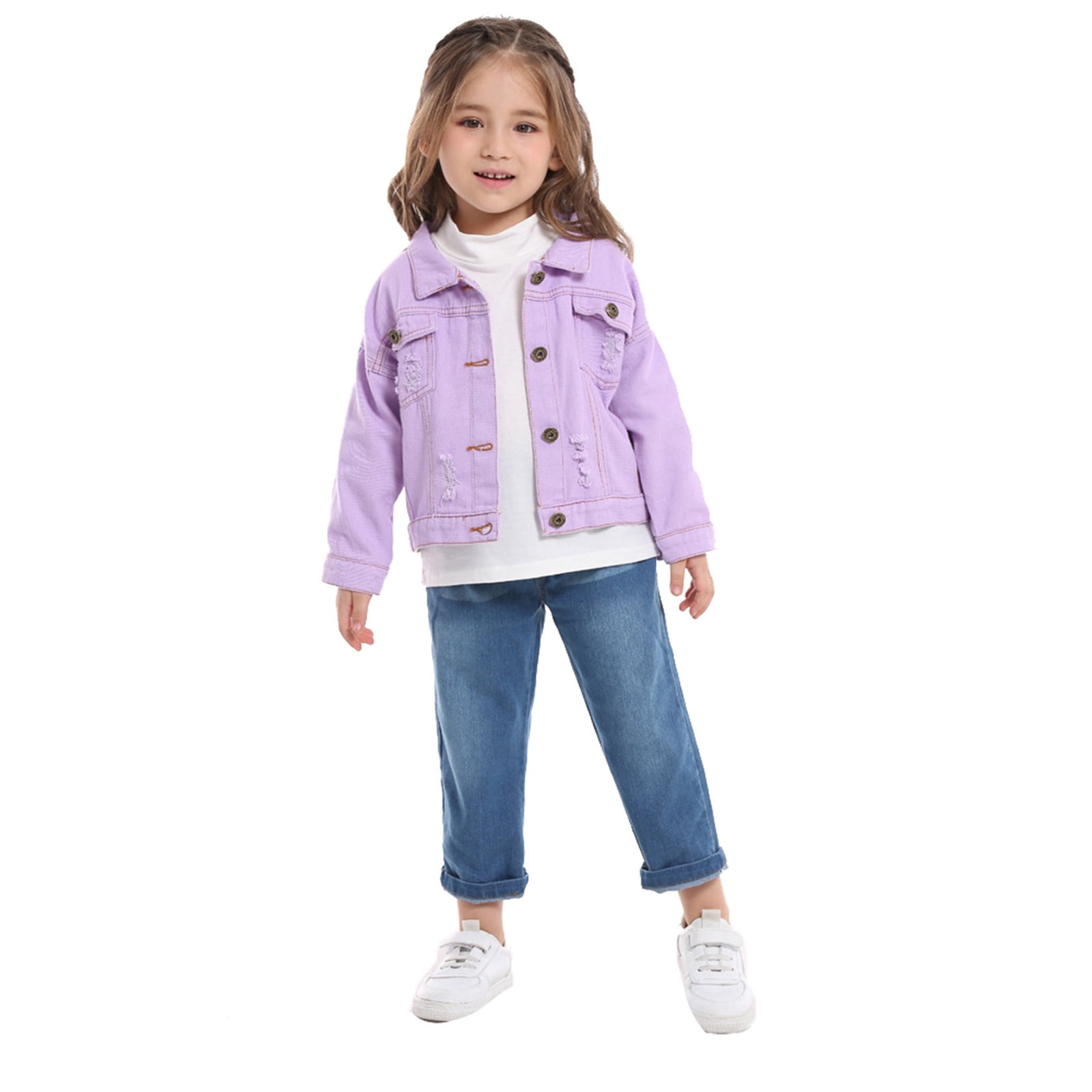 Kid Jacket for Boys Button Denim Jacket Casual Basic Outwear Purple ...