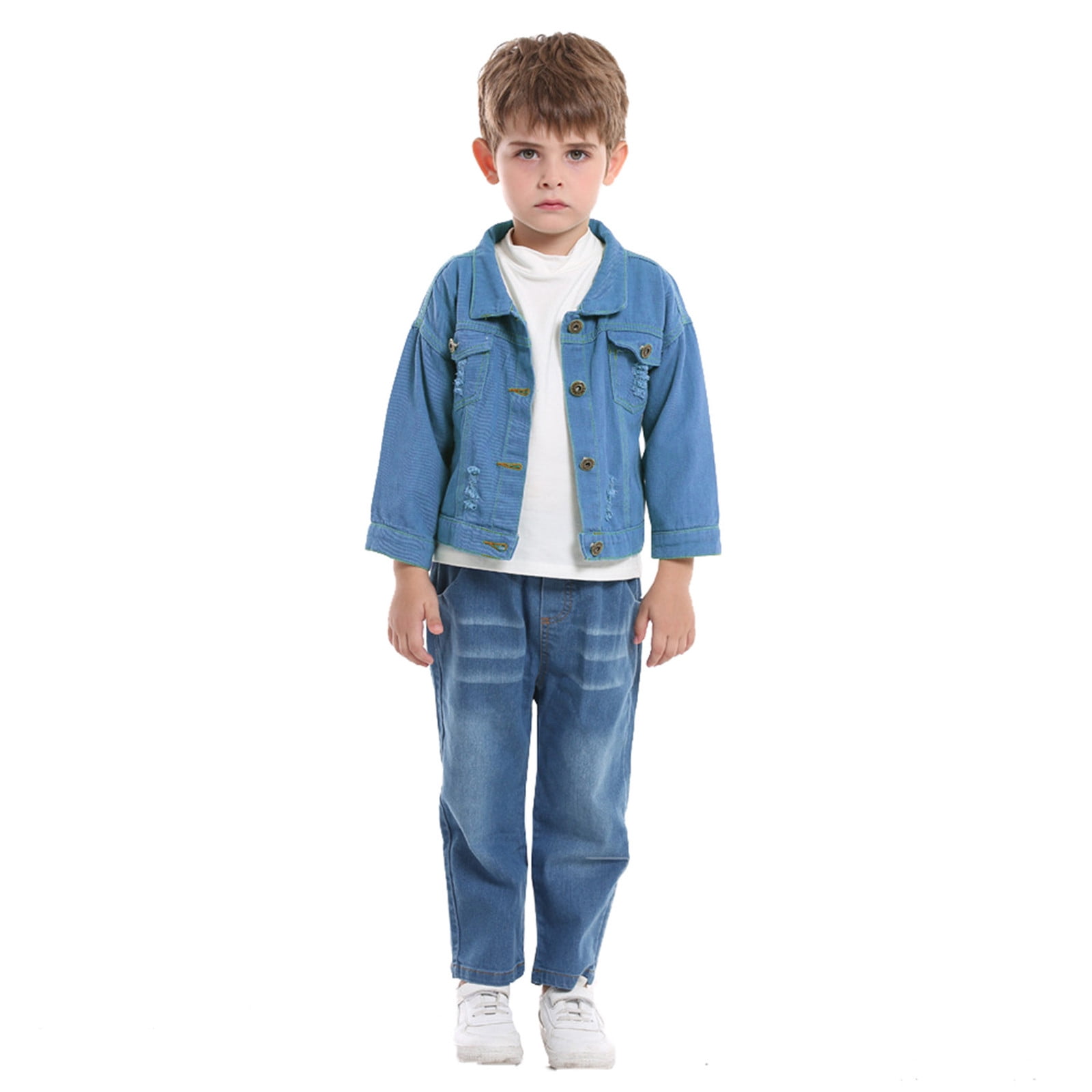 Kid Jacket for Boys Button Down Denim Jacket Toddler Casual Jacket Blue ...
